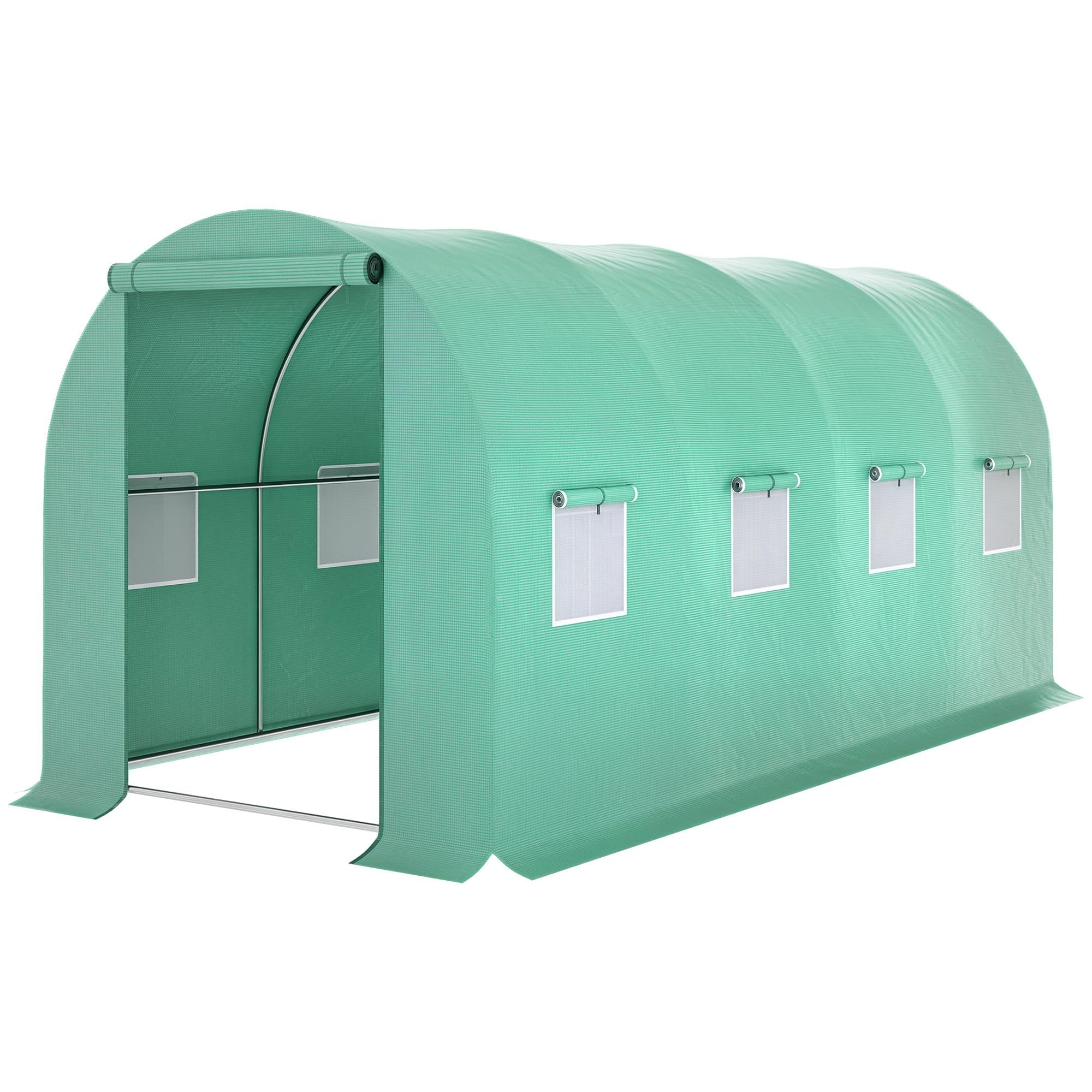 Outsunny 15' x 7' x 6.5' Walk-in Tunnel Hoop Greenhouse, Green House ...