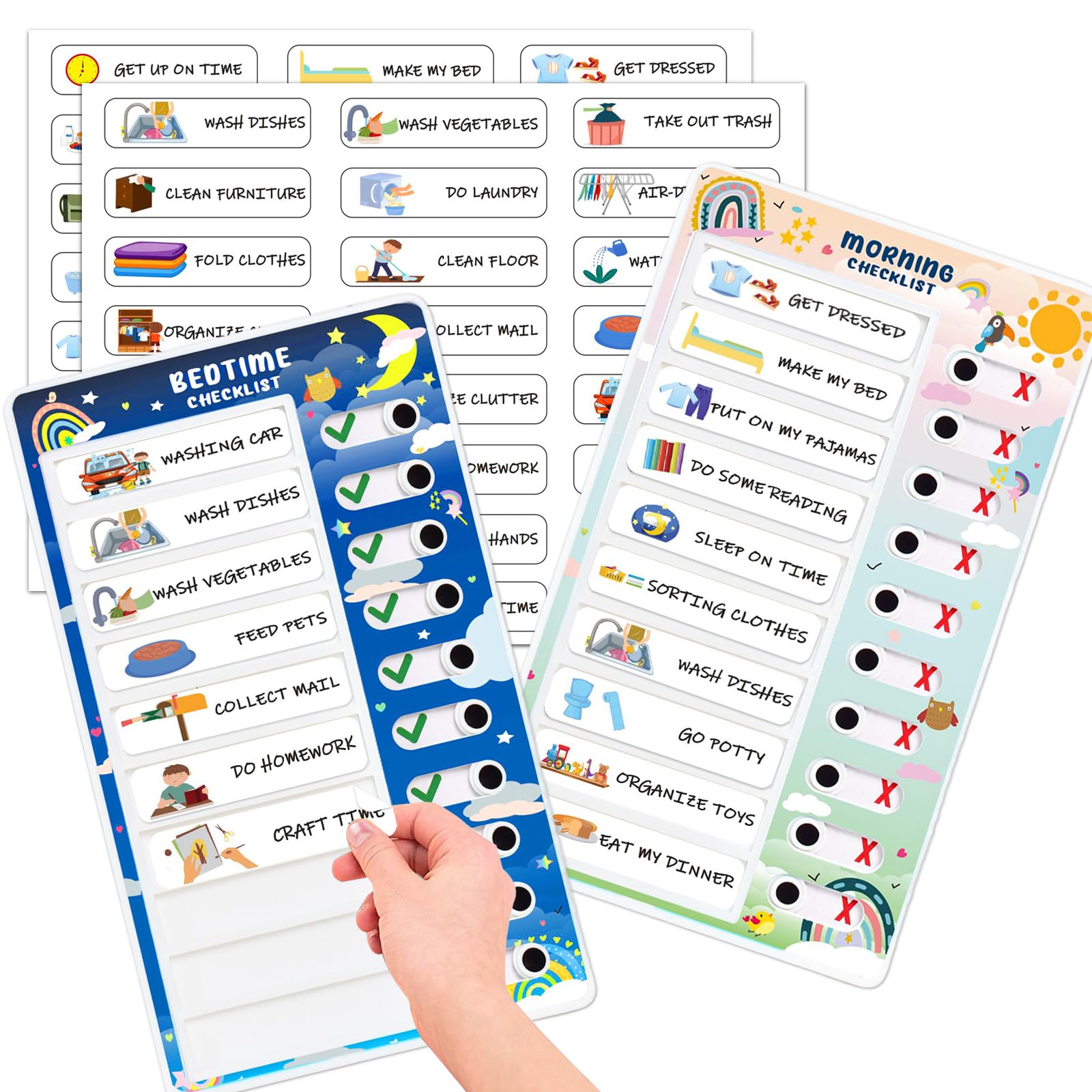 Chore Chart for Kids Interactive Morning Bedtime Routine Chart for Kids ...