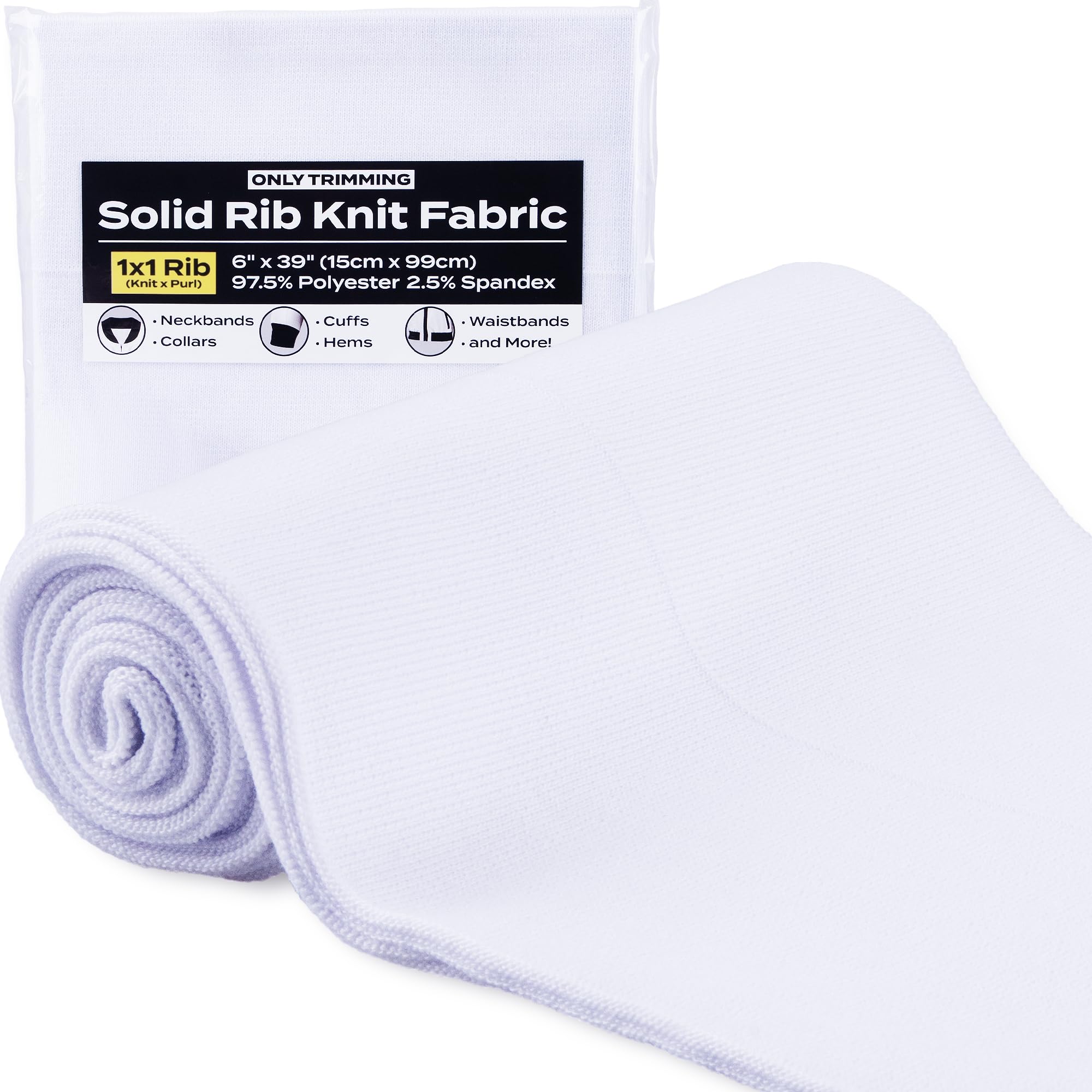 ONLY TRIMMING 1x1 Solid Rib Knit Fabric, Stretchy Knitted Ribbing for ...
