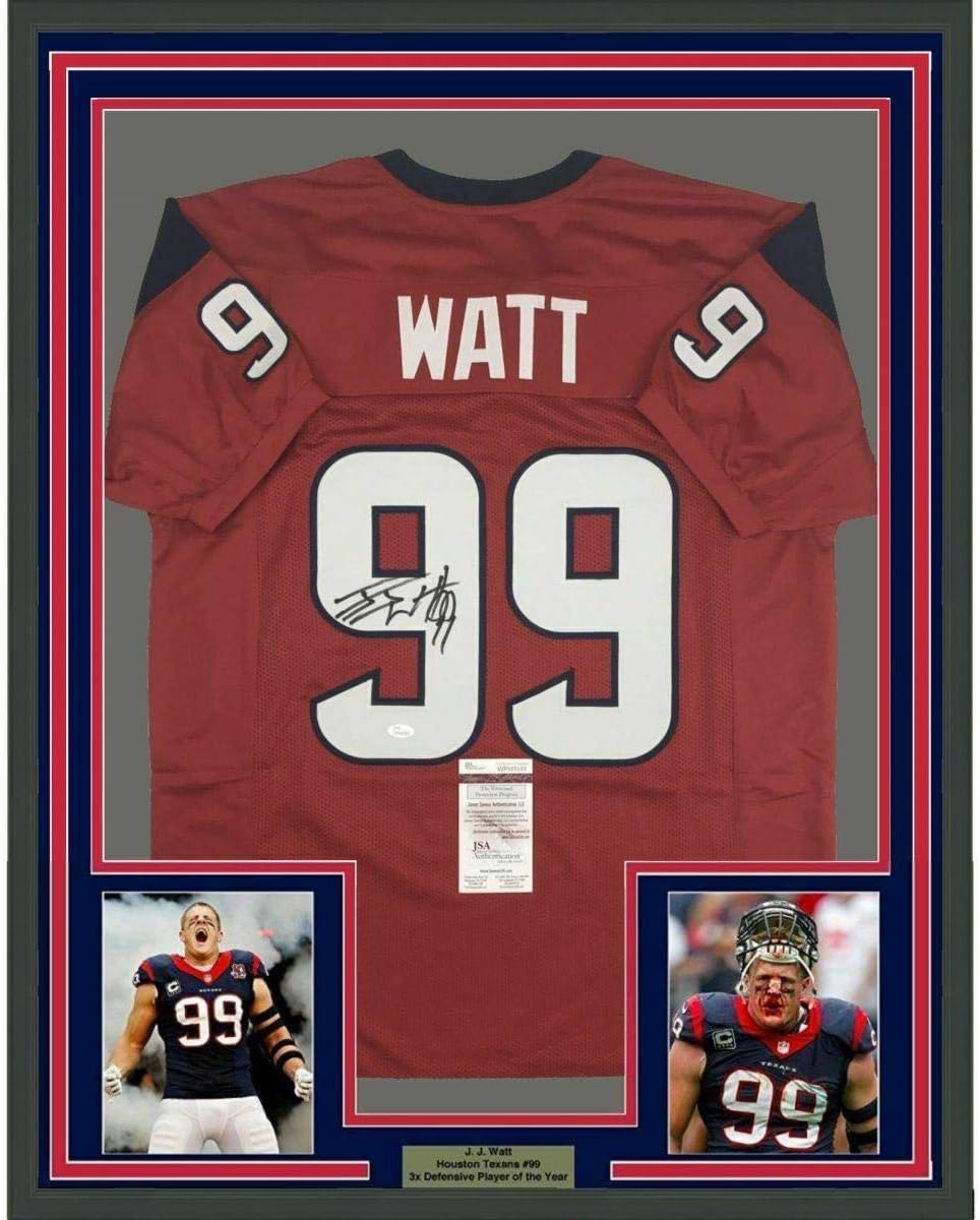 J.J. Watt Signed Jersey - FRAMED JJ 33x42 Red COA - JSA Certified ...