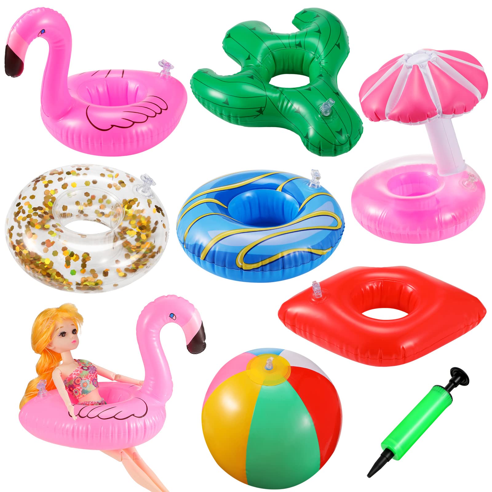 Chengu 6 Pcs Pool Floaties for Girl Dolls Swim Accessories Set Swimming ...