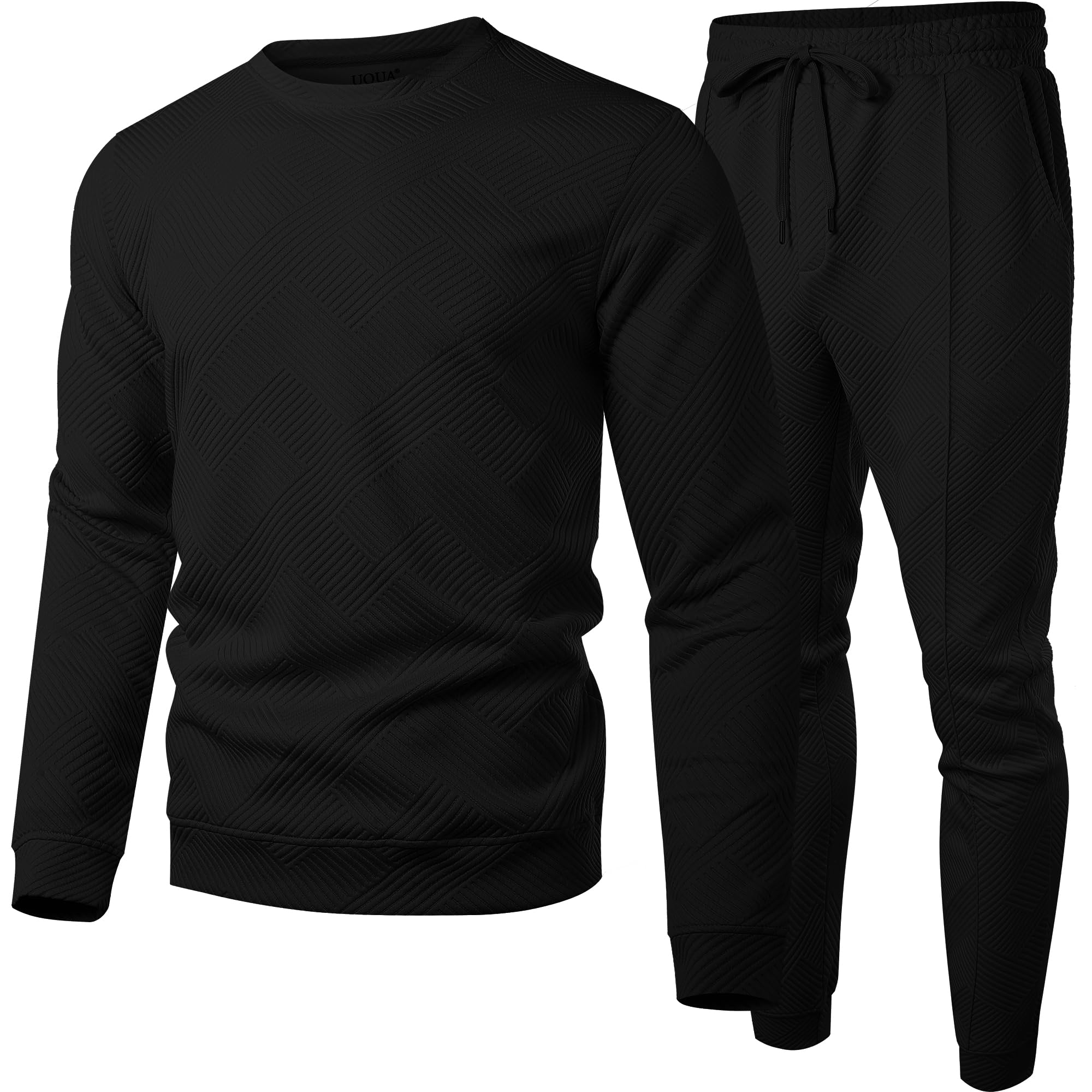 UOUA Men's 2 Piece Sweat Suits Set Long Sleeve Sweatshirt Jogging ...