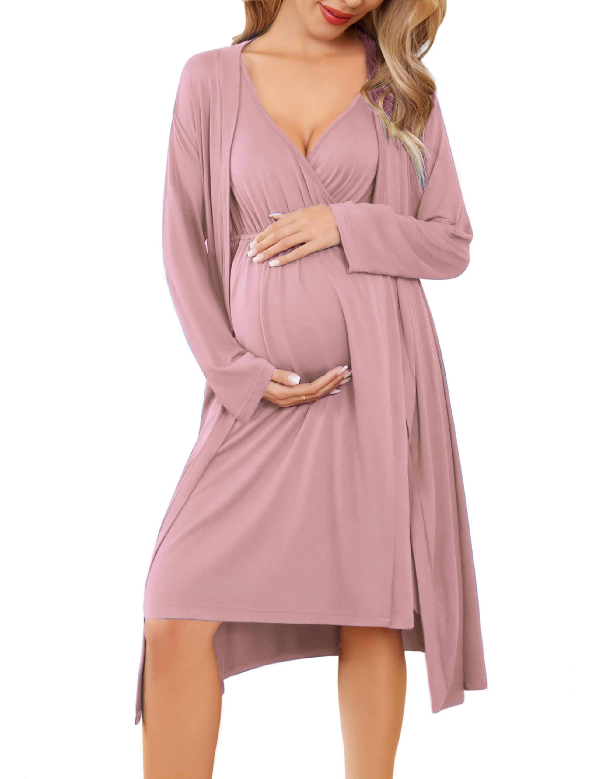 Ekouaer Women's Nursing Robe Maternity Robes Set Labor Nursing ...