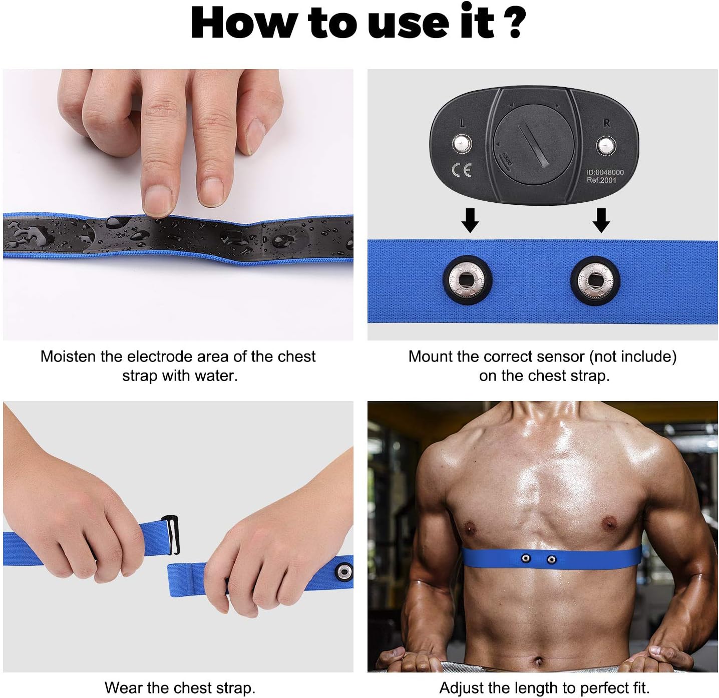 CooSpo Replacement chest strap, adjustable heart rate belt, compatible ...