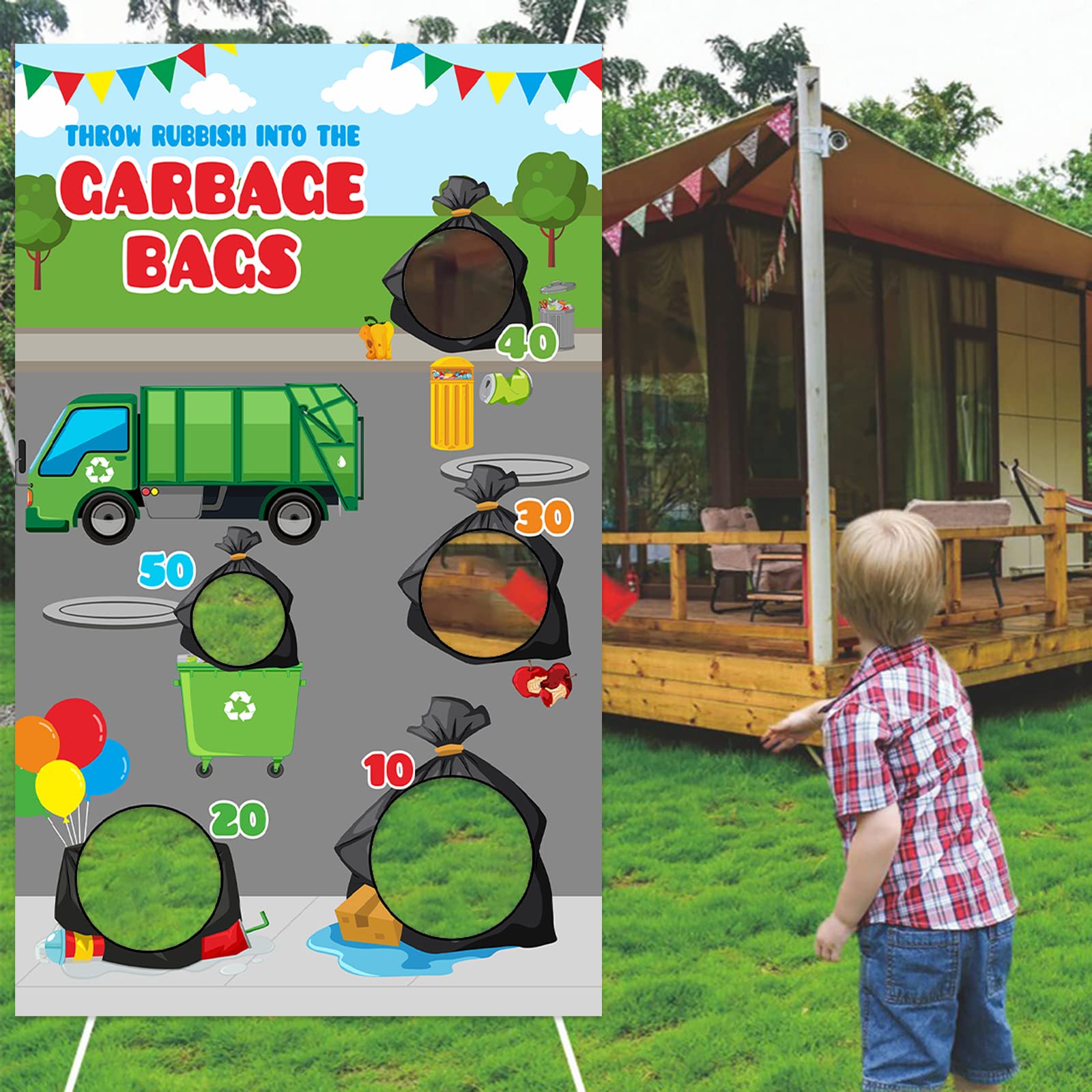 Bags Garbage Truck Trash Trucks Toss Games Banner Backdrop Waste ...