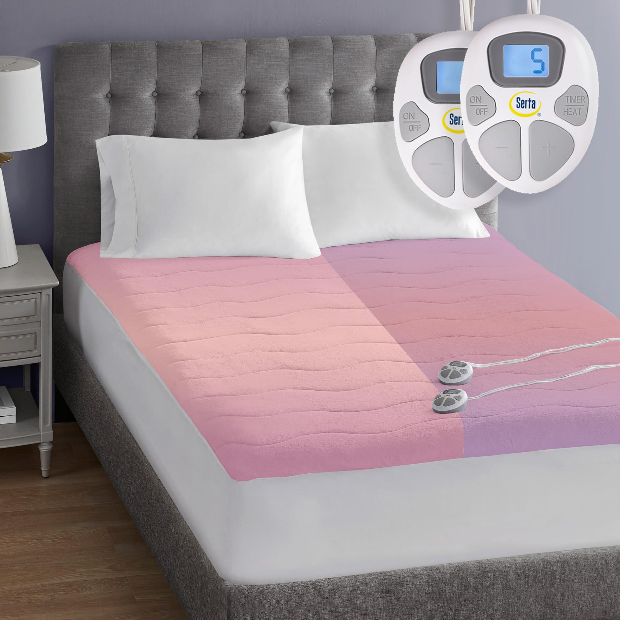 Serta Plush Heated Mattress Pad - Electric Bed Warmer with Dual ...