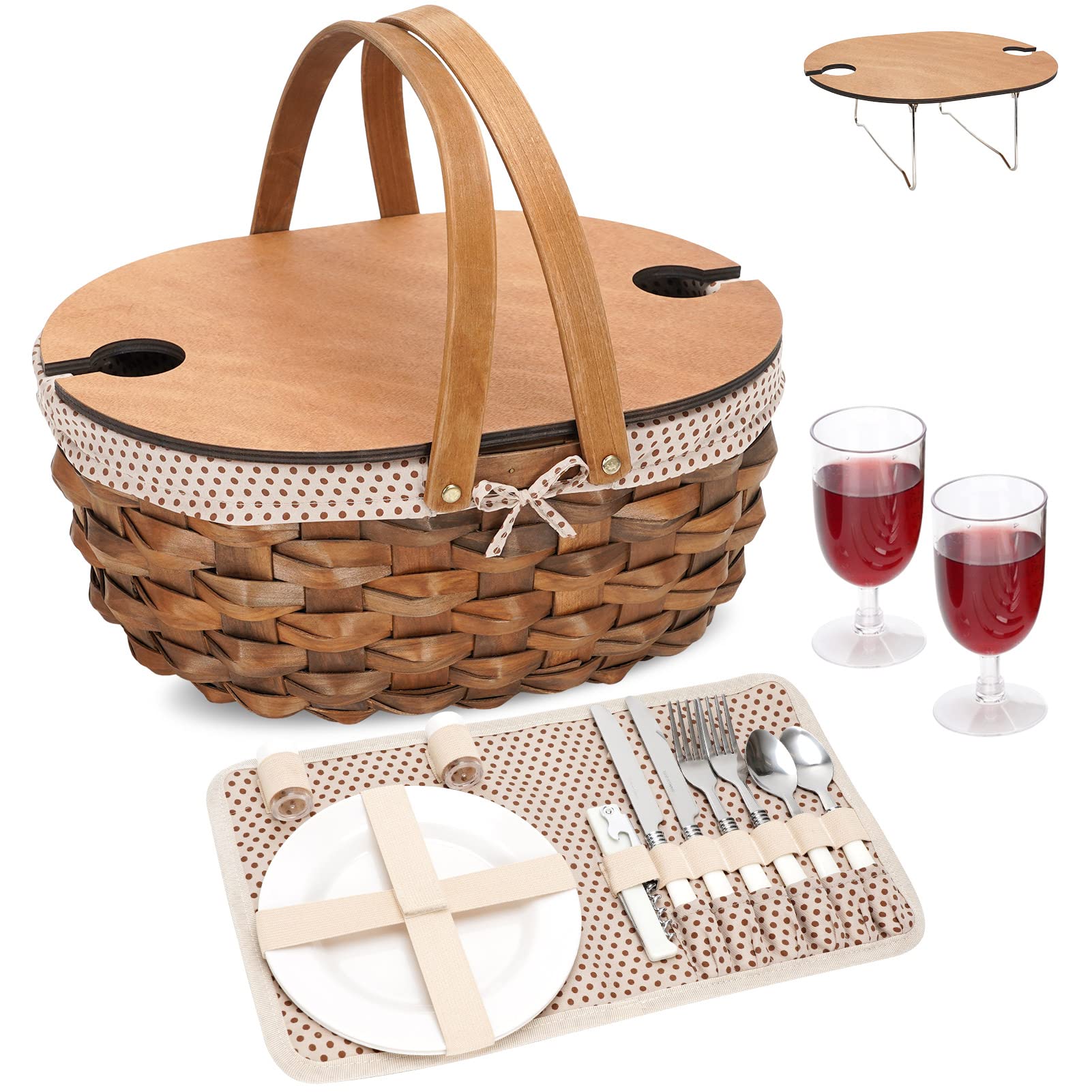 Mua Picnic Basket for 2 with Table - Wicker Picnic Basket with Cutlery ...