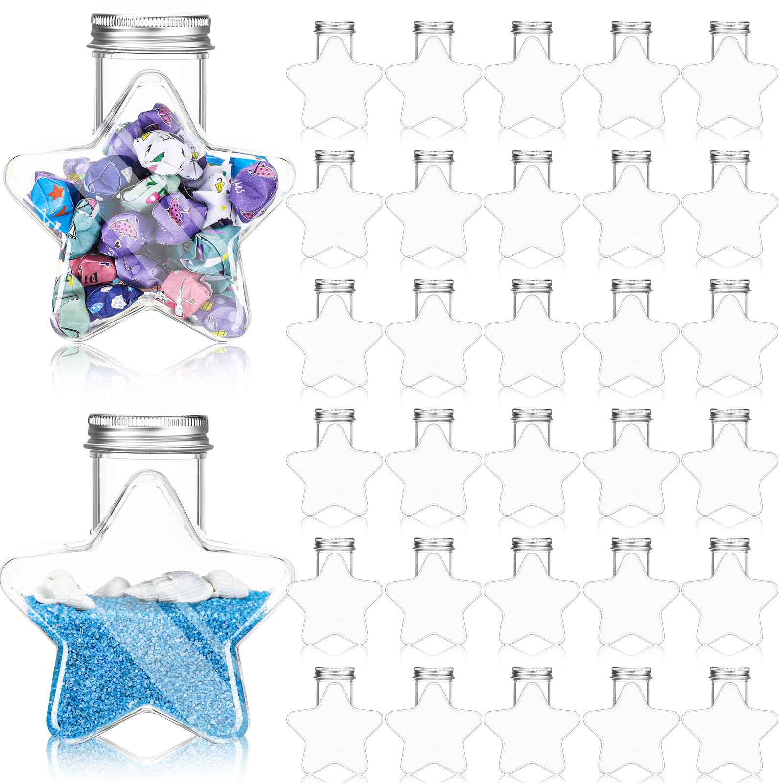Yinkin 30 Pcs 5.5 oz Star Sand Art Bottles Plastic Clear Sand Bottles ...