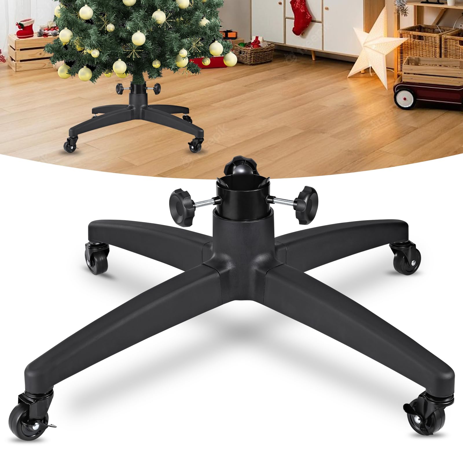 Universal Fake Christmas Tree Stand with Wheels for Artificial Trees ...