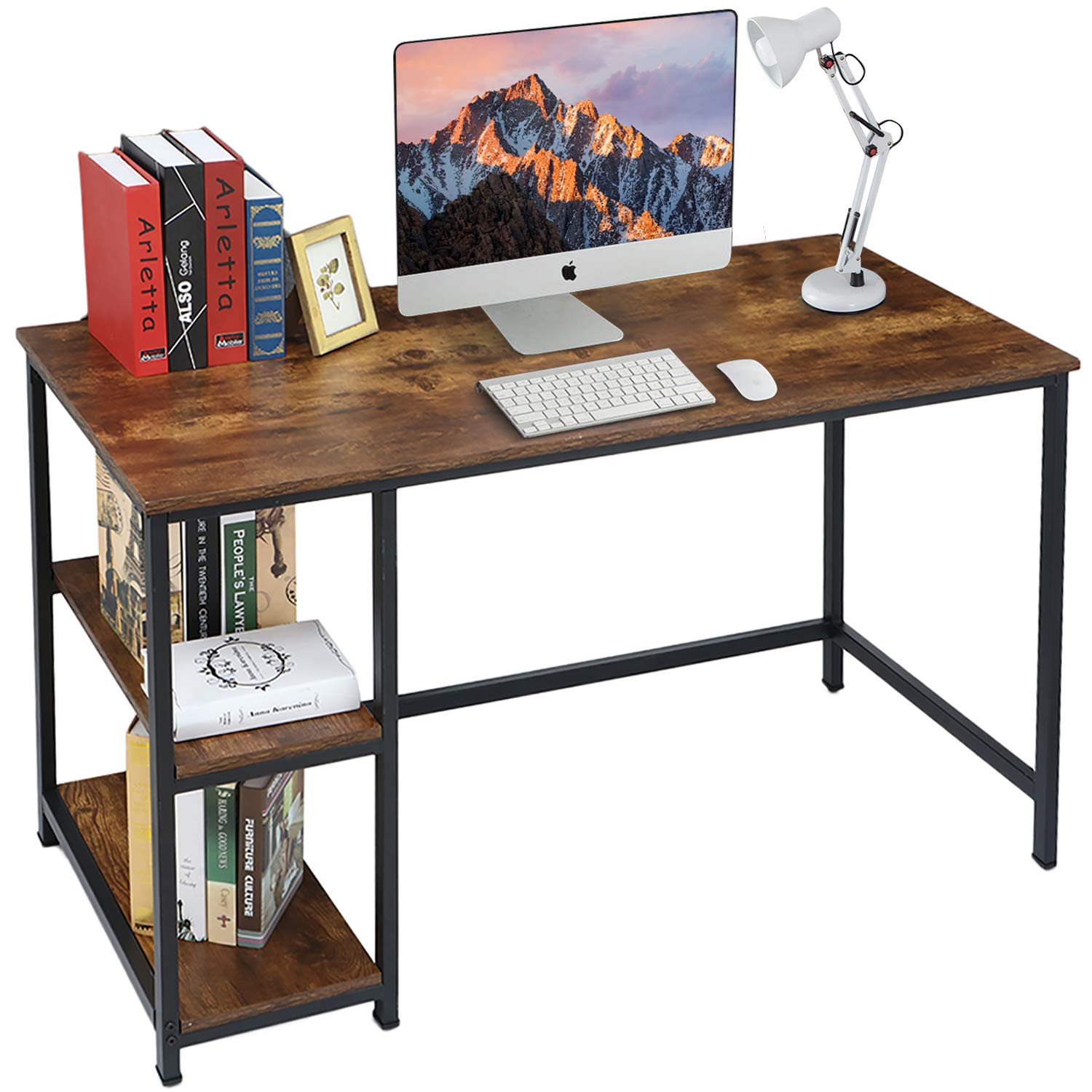 Buy VANSPACE Computer Desk with Keyboard Tray Monitor Stand Storage ...