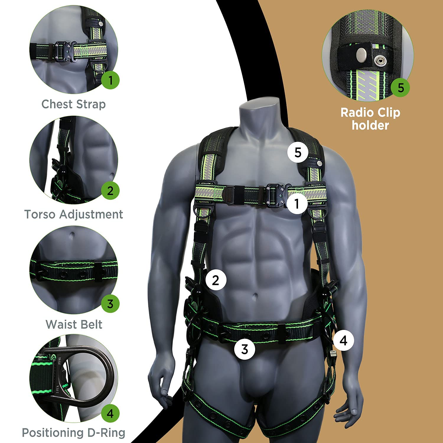 Mua AFP Fall Protection Full-Body Premium Safety Harness, Vented ...