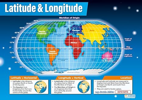 Latitude & Longitude | Geography Posters | Gloss Paper measuring 850mm ...