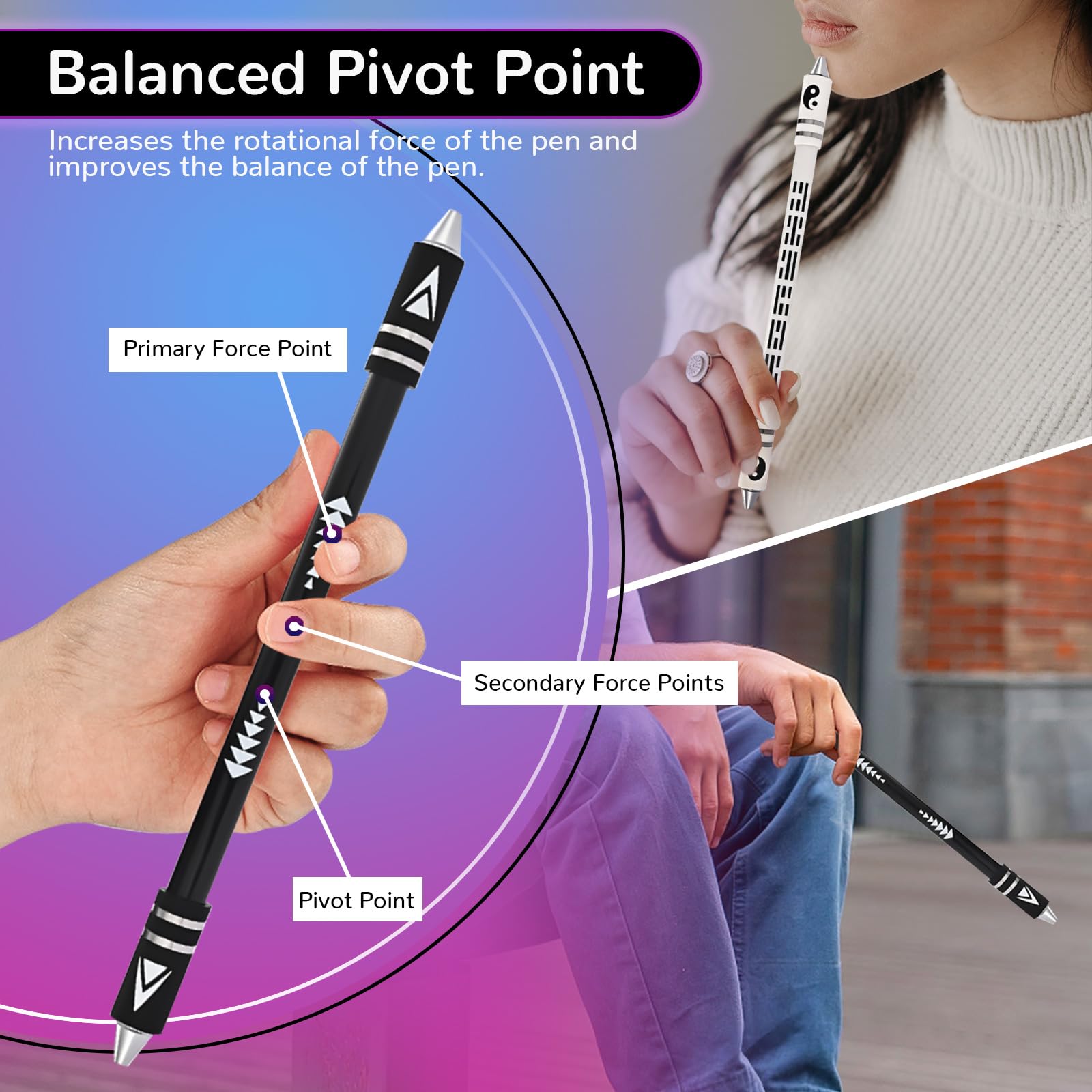 Mua 2 Colors Pen Spinning with Silicone Bracelet, Metal Heads Gaming ...