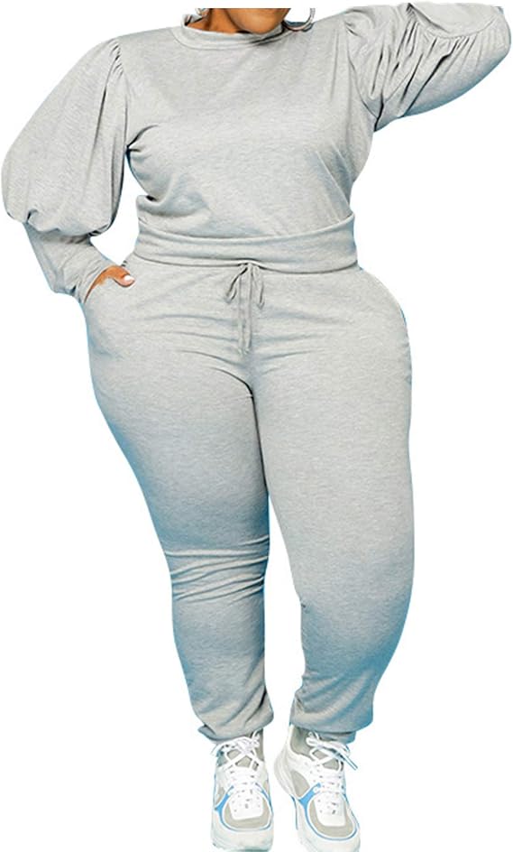 Women s Solid Plus Size Sweatsuit Set 2 Piece Long Sleeve Pullover And Women s Solid Plus Size Sweatsuit Set 2 Piece Long Sleeve Pullover And