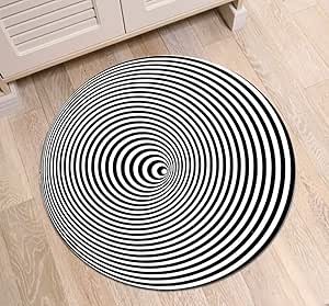 Abstract Black and White Swirl Round Area Rugs, Non-Slip Round Rug ...