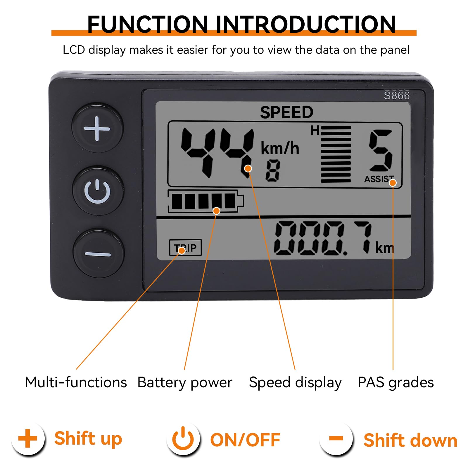 Mua Electric Bike LCD Display Meter, 24V 36V 48V E Bike Display Meter ...
