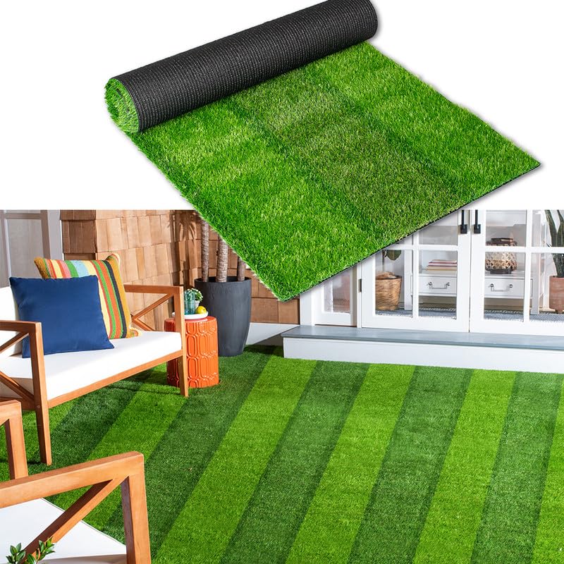 ALTRUISTIC Stripe Artificial Grass Turf 6FTX10FT,0.8 Inch High Density ...