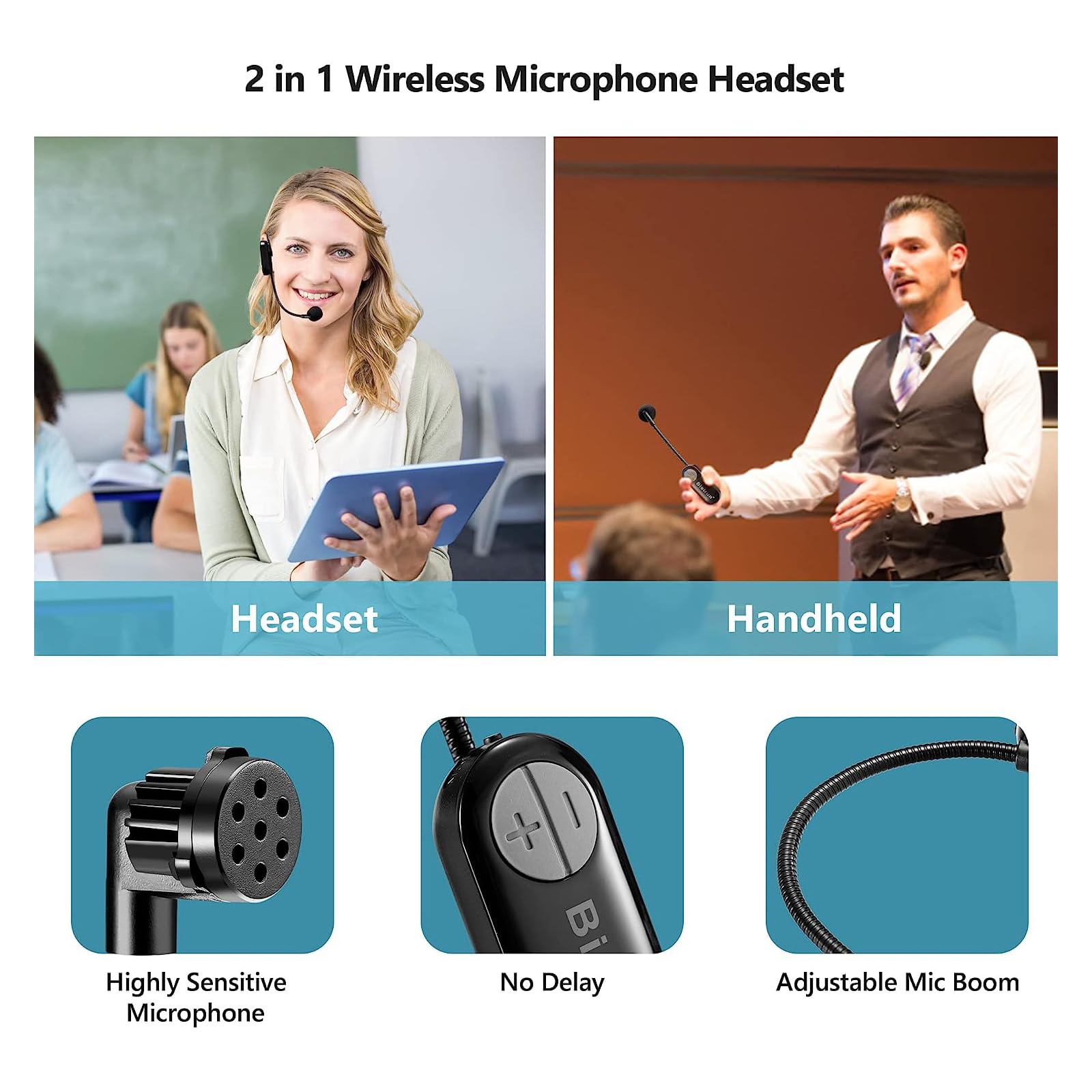 Mua Bietrun Wireless Microphone Headset with 1/4''Plug, 165ft Range ...