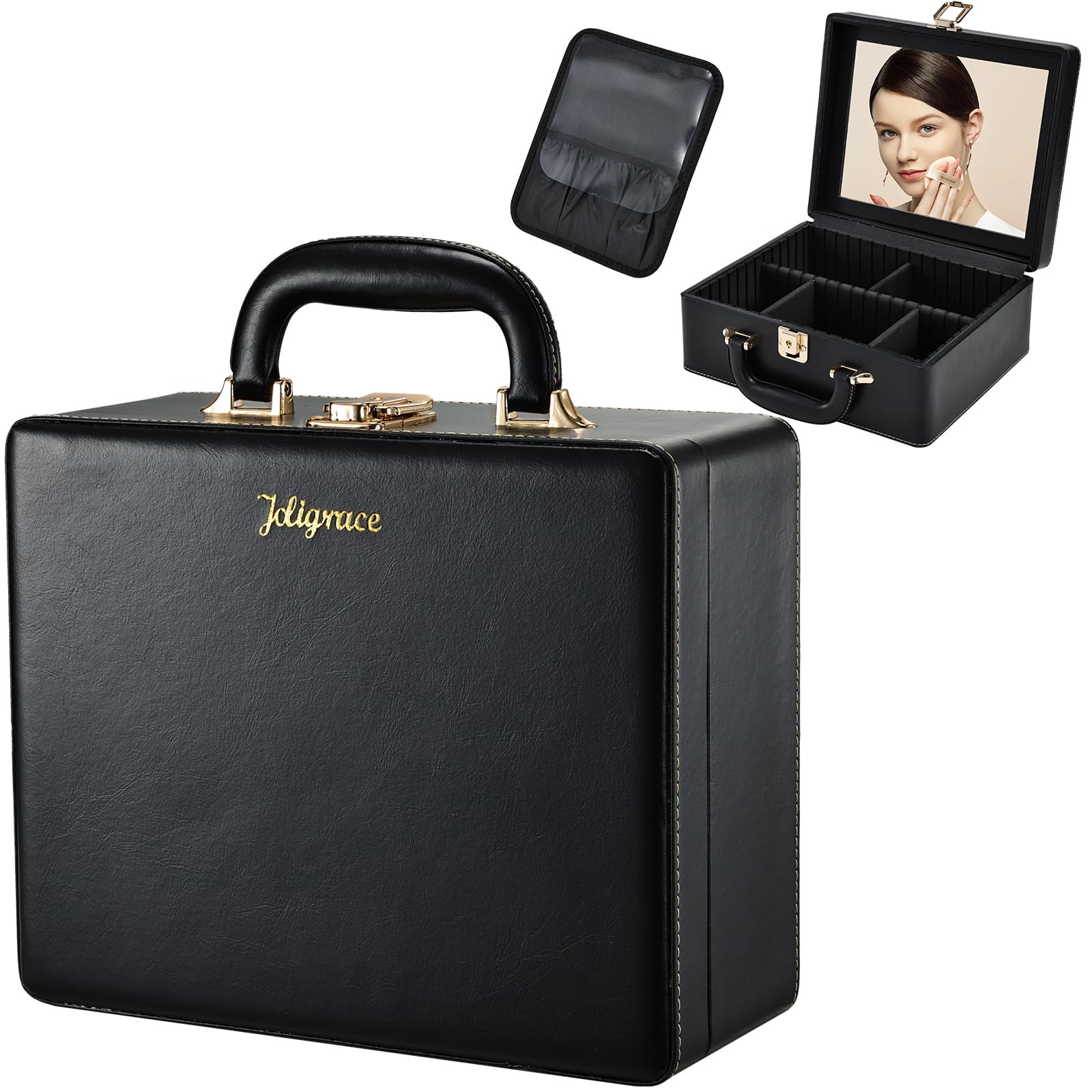 Joligrace Travel Makeup Case, Travel Makeup Organizer Case with Mirror ...