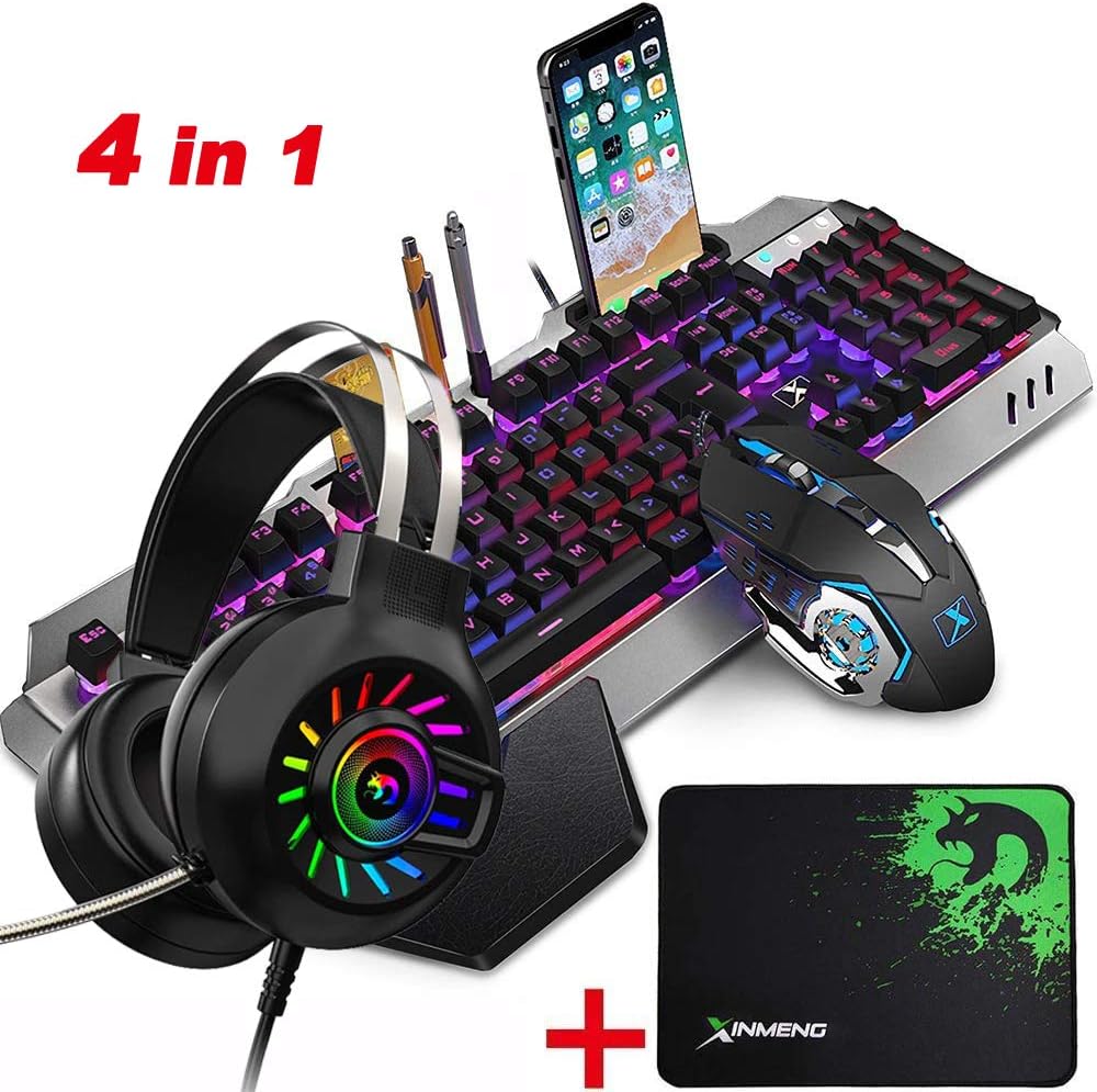 Gaming Keyboard and Mouse Sets K618 Wired LED Backlit 104 Keys Hand ...
