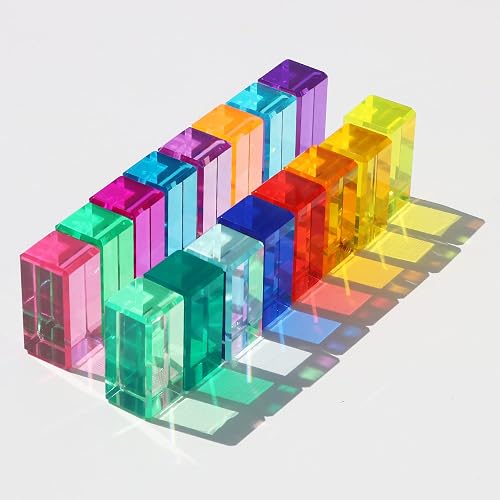 Rainbow Crystal Acrylic Strip Blocks Rectangle Stacking Gem Cubes for ...