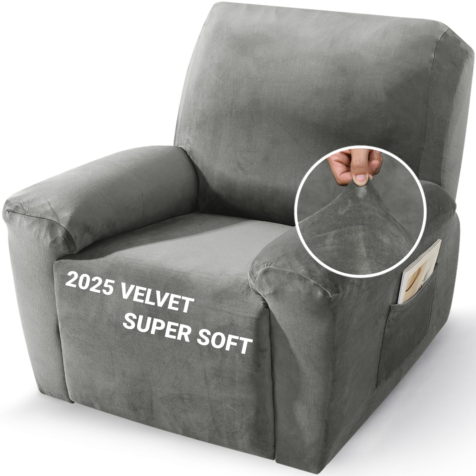 ZNSAYOTX 2025 Velvet Oversized Recliner Cover 3-Piece, Luxury Plush ...