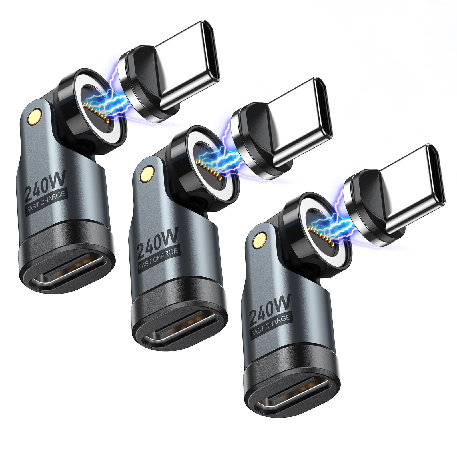 USB C Magnetic Adapter PD 240W(3Pack), 9PIN USB C 90 Degree Adapter/C ...