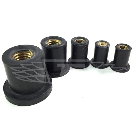 M3, PACK of 10 RUBBER RUB NUT WELL NUT - THREADED BRASS INSERT RIVET ...