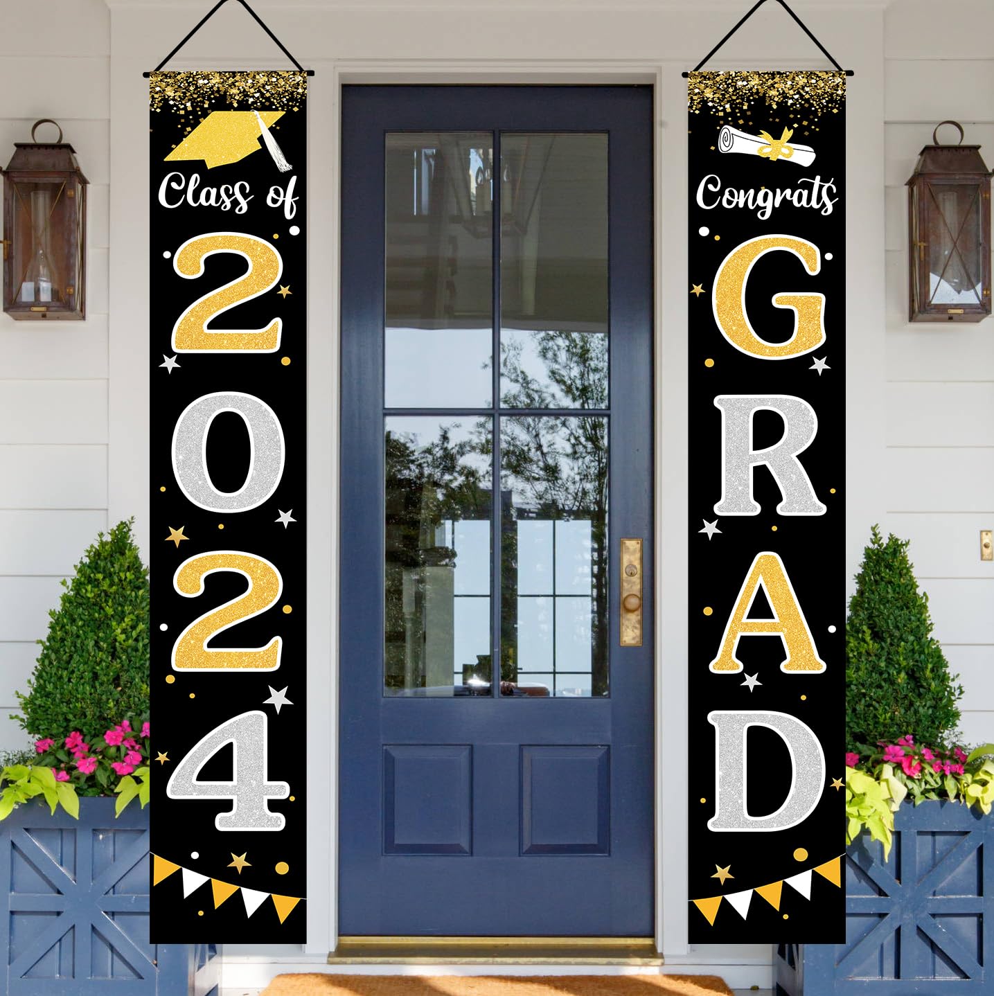 Mua Graduation Decorations 2024 GRAD Banner Black Graduation Party ...