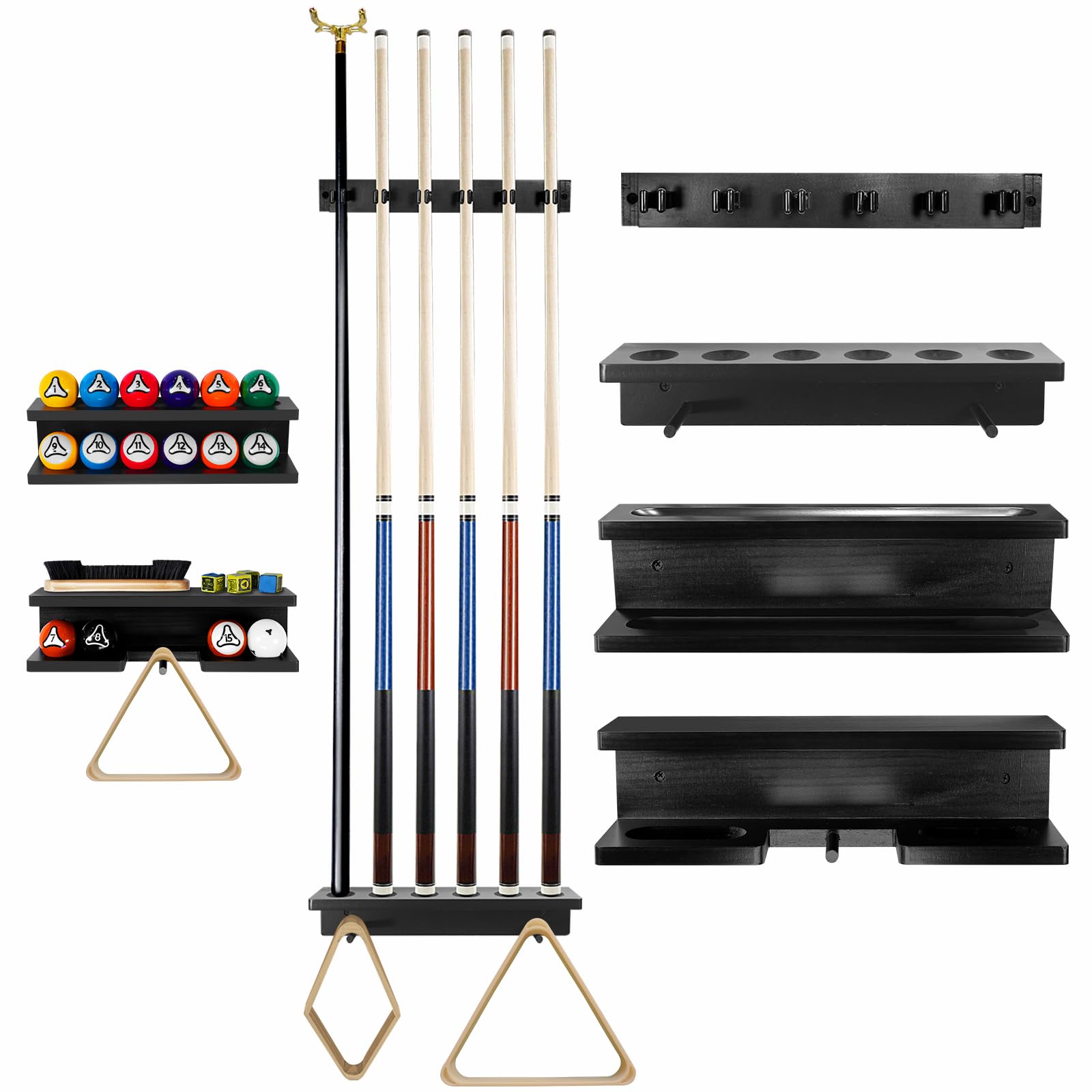 GOOX Pool Stick Holder Wall Mount-Billiards Pool Cue Holder Only, 100% ...
