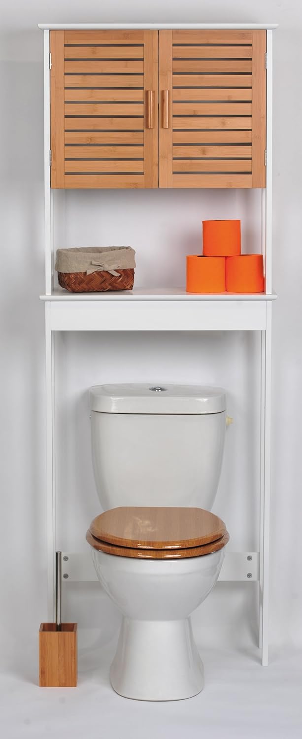 Meuble toilettes WC en Bois MDF Blanc finition laquée comprenant 2 ...