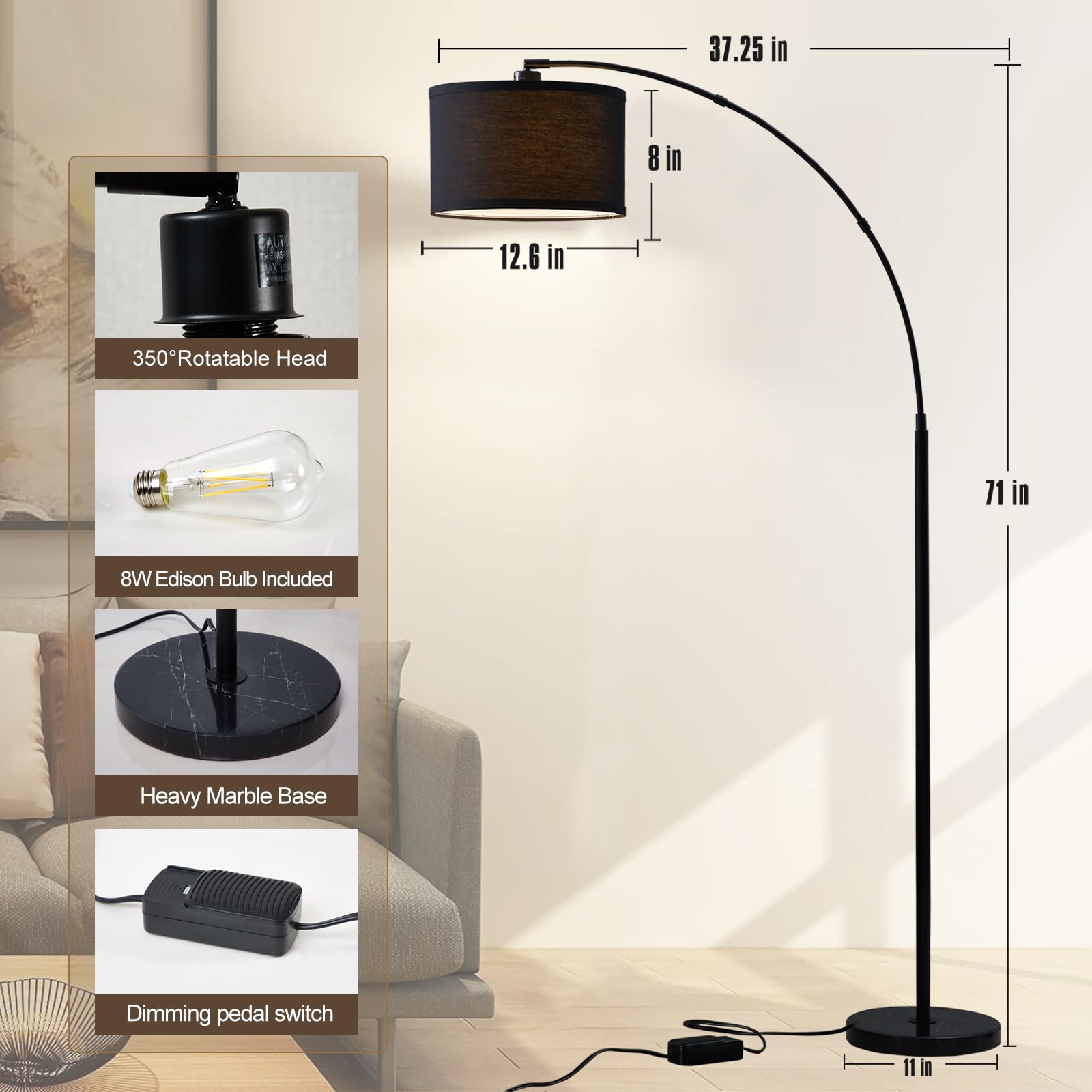 Mua Arc floor lamps for living room, Dimmable Floor Lamp with ...