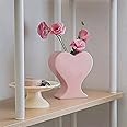 Amazon.com: Peach Heart Shape Ceramic Vase, Unique Pink Flower Vase for ...