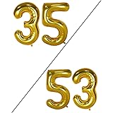 Amazon.com: AULE 40 Inch Large 35 Balloon Numbers Rose Gold, Big Foil ...