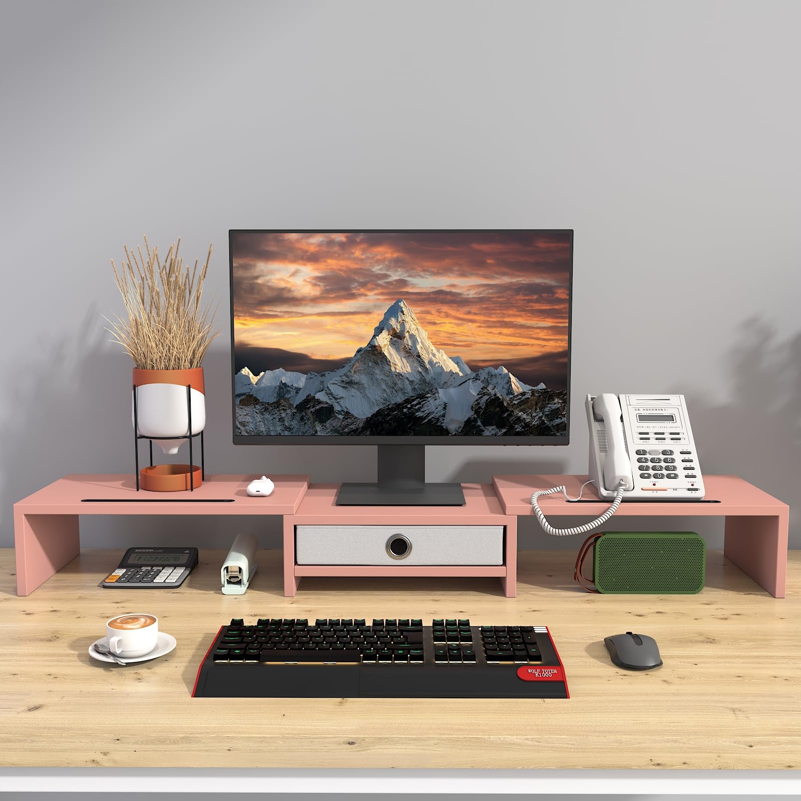 Mua WESTREE Dual 3 Shelf Computer Riser with Drawer, Adjustable Length ...