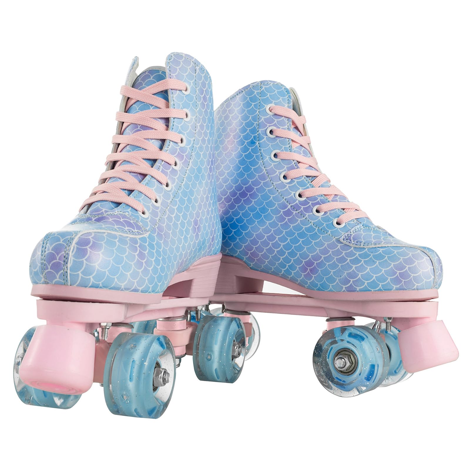 jessie Roller Skates for Women Men Transparent Flash Wheel, High Top PU ...