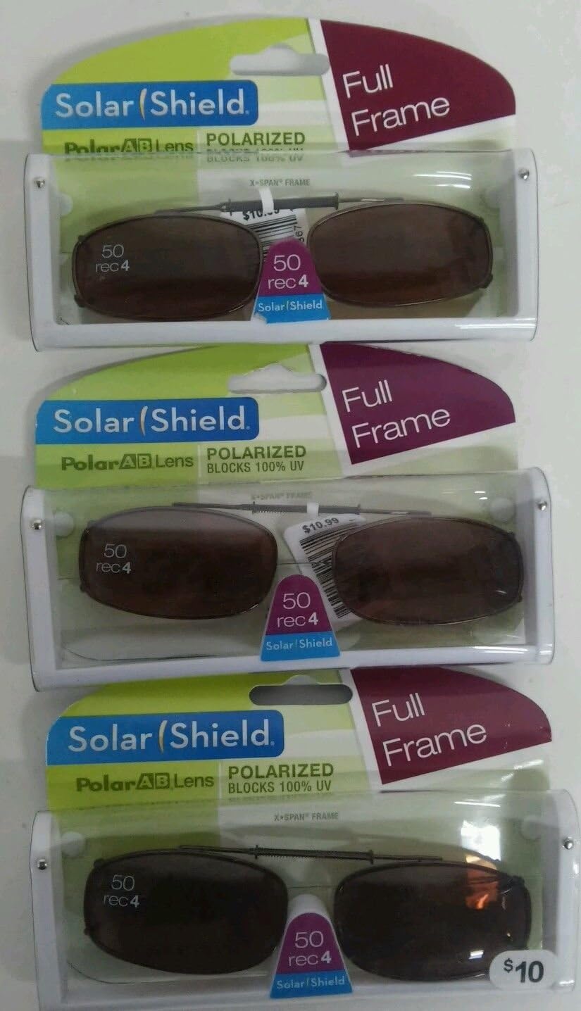 Amazon.com: 3 Solar Shield Clip-on Polarized Sunglasses Size 50 Rec 4 ...