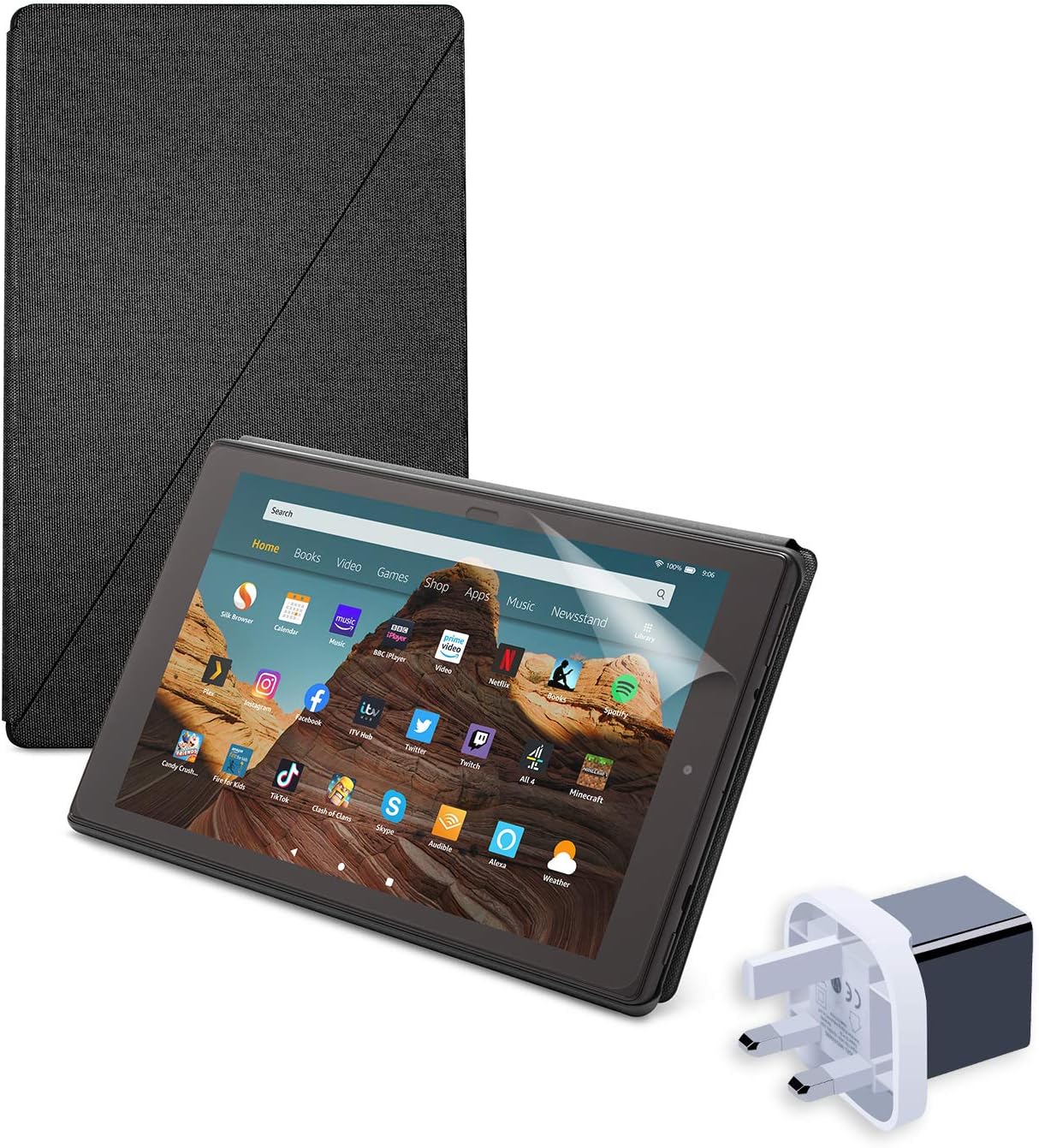 Fire HD 10 Essentials Bundle | Includes Fire HD 10 Tablet (32GB, Black ...