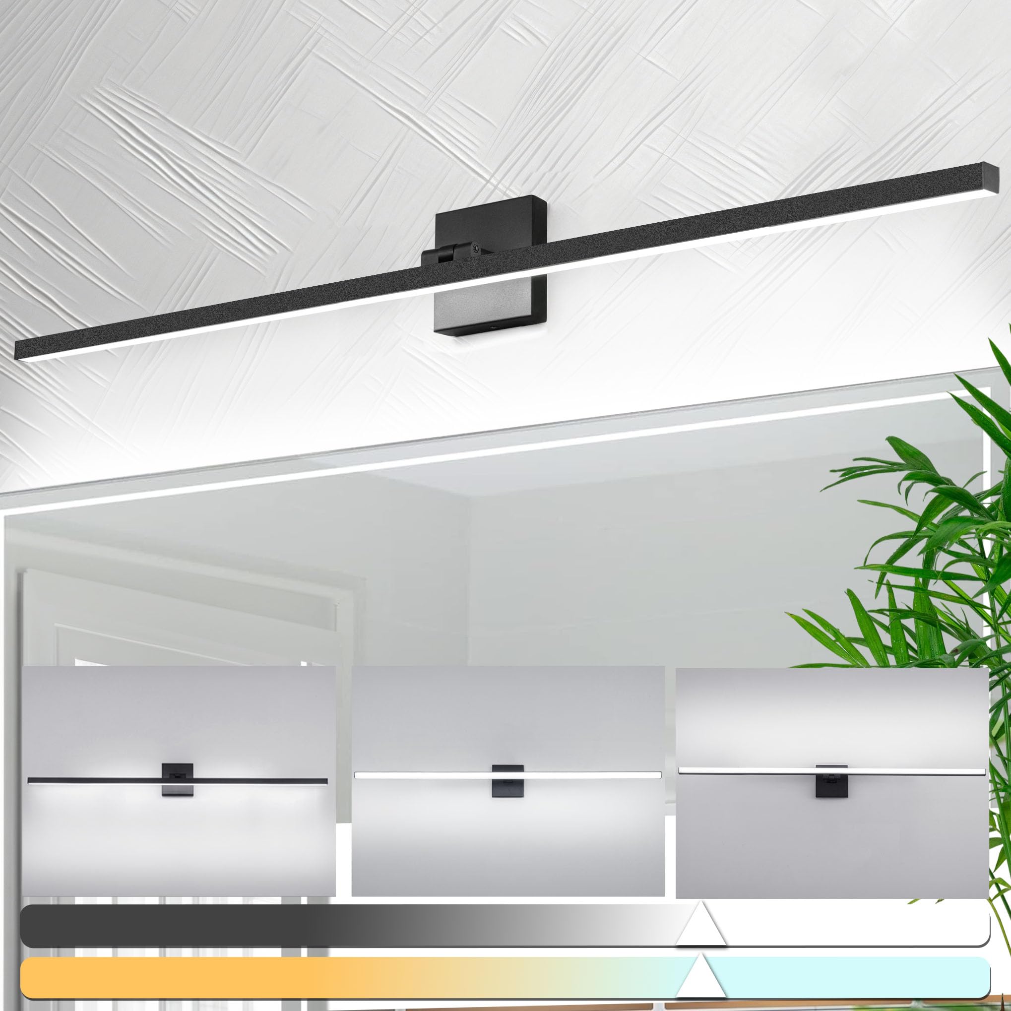 zouzai LED Bathroom Vanity Light Bar Black IP44 Bathroom Light Fixtures ...