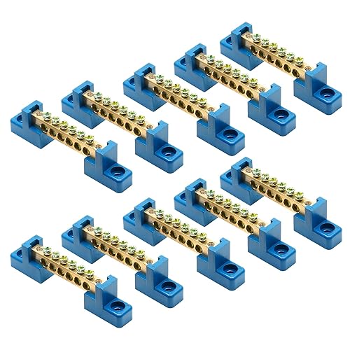Bonsicoky 10Pcs Ground Bus Bar Terminal Block, Terminal Positions Wire ...