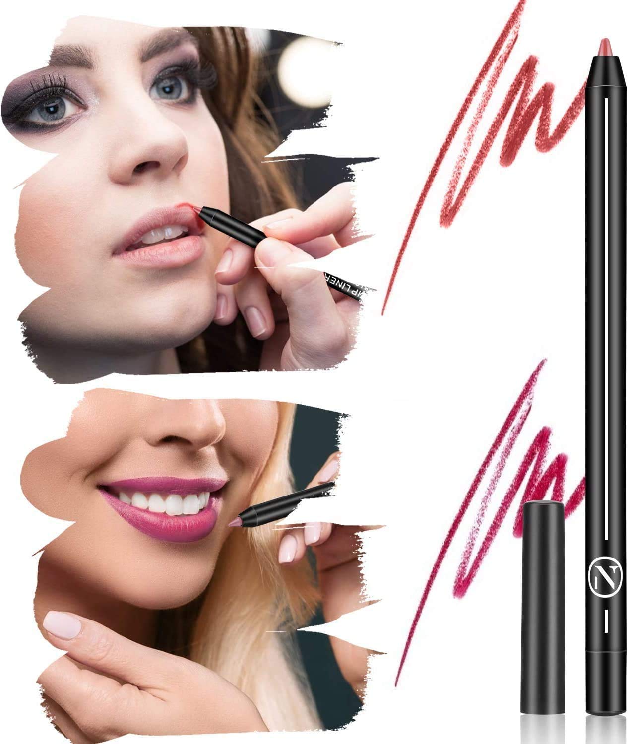 NAQIER 8Pcs Matte Lip Liner Set With Sharpener, 7 Assorted Colors Lip ...