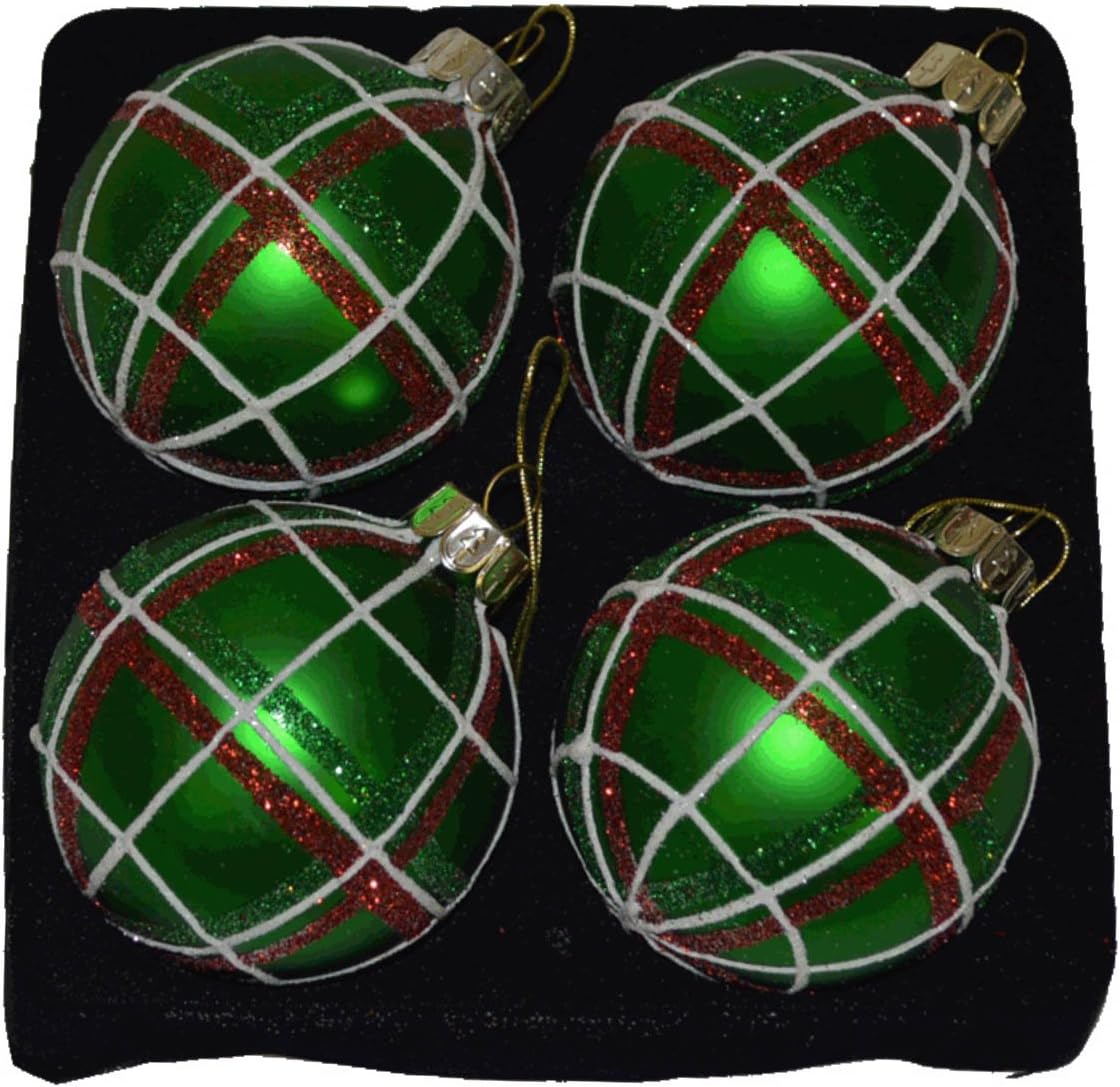Amazon.de: 4 Stück Glas Kugeln Weihnachtskugeln Durchmesser 6 cm grün ...