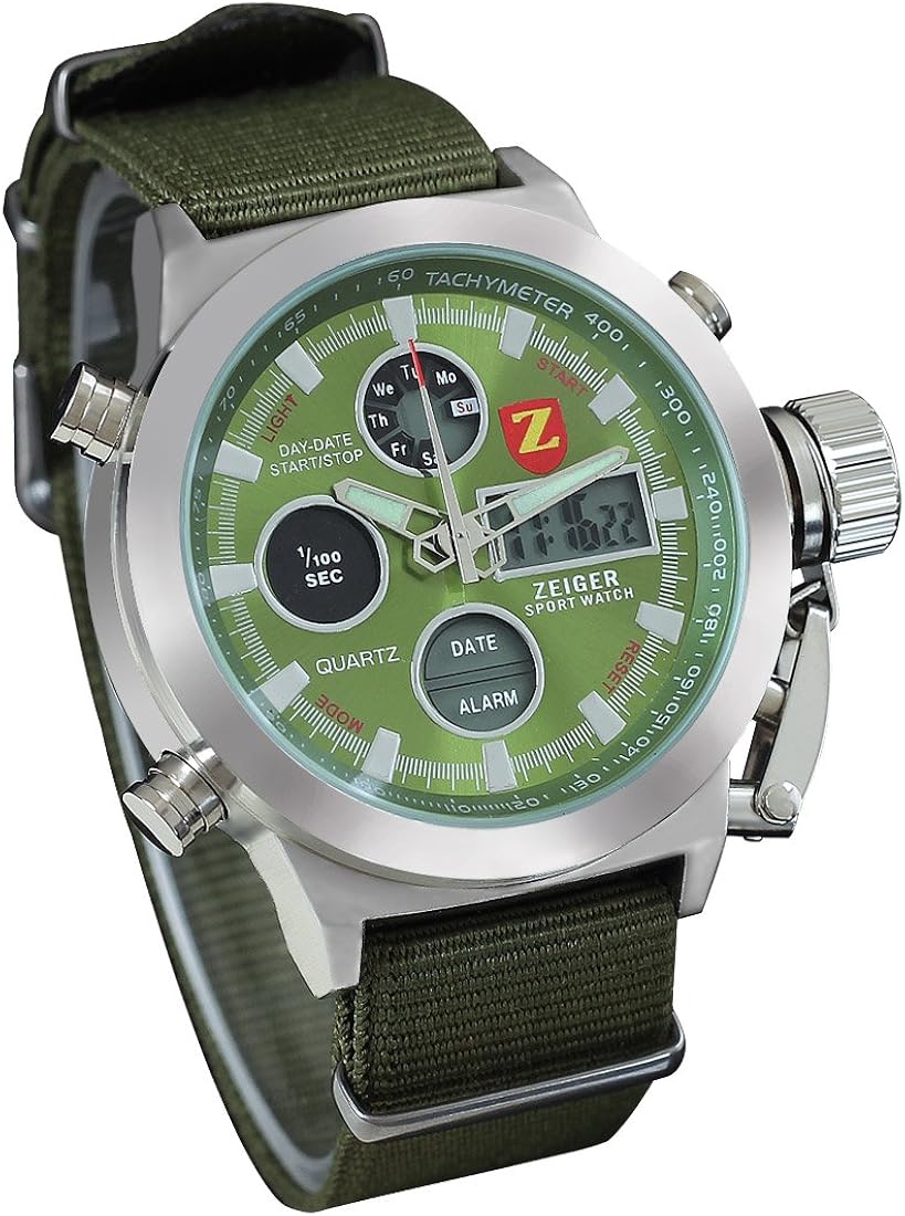 Herren Uhr Sport Uhr ZEIGER Analog Digital Quarz Herren Armbanduhr ...