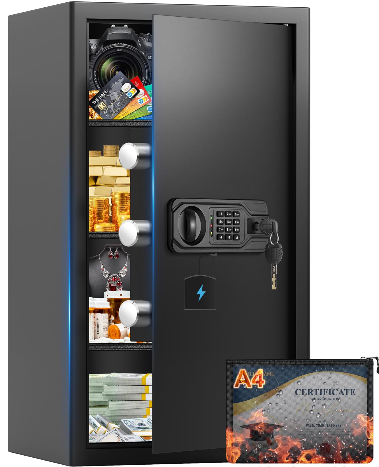 6.2 Cuft Large Fireproof Safe Box, Home Safes Water and Fireproof ...