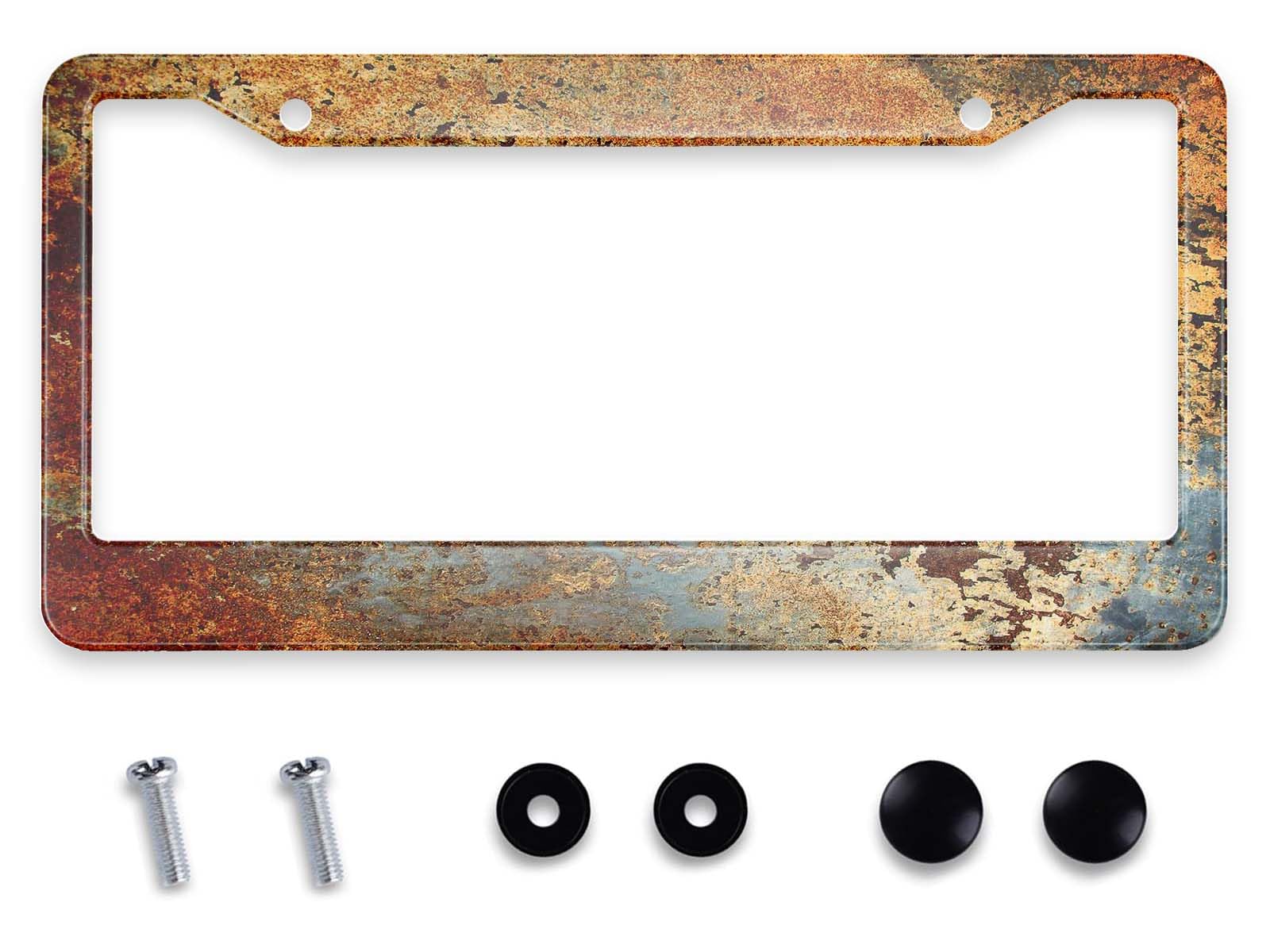 Smooffly Brown Rust Colorful Metal Rusty Pattern License Plate Frame ...