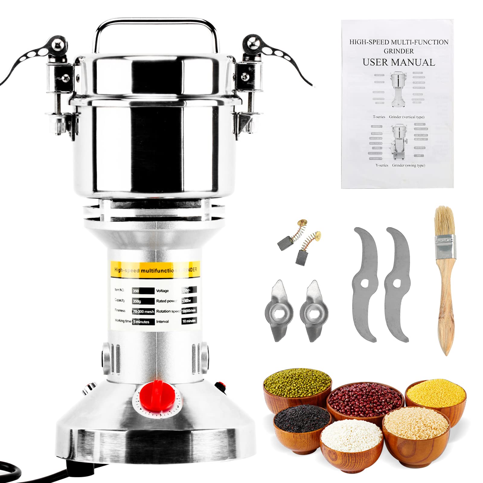 DasMarine 350g High Speed Electric Grain Mill Grinder - Commercial ...