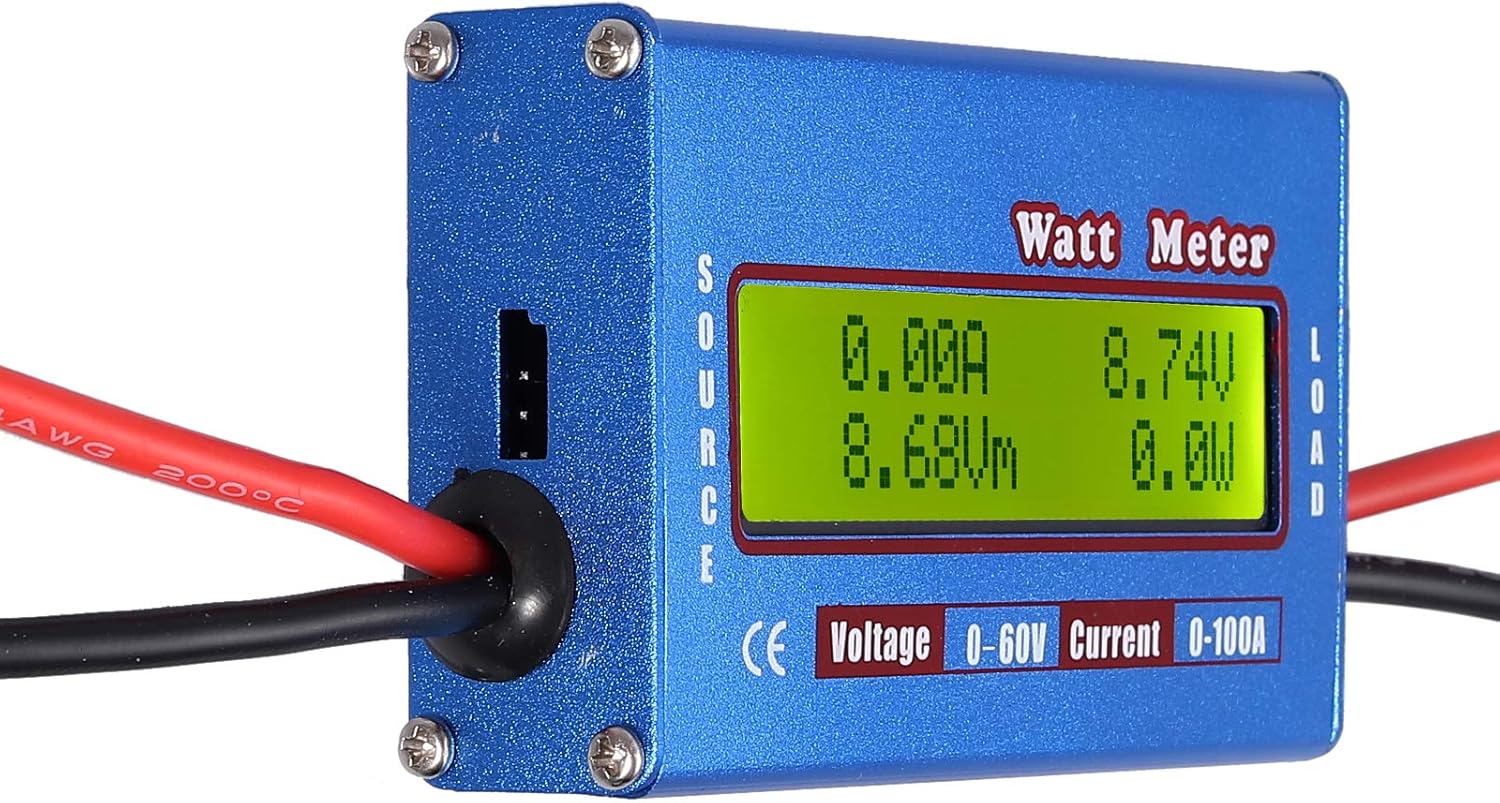 AMTOVL DC Power Analyser 60V/100A Watt Meter LCD Backlit RC Heli ...