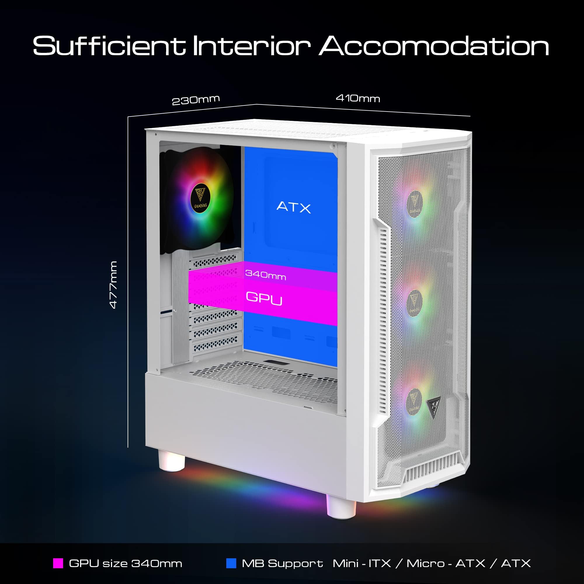 GAMDIAS ATX Mid Tower ARGB Gaming Computer PC Case With Side Tempered ...