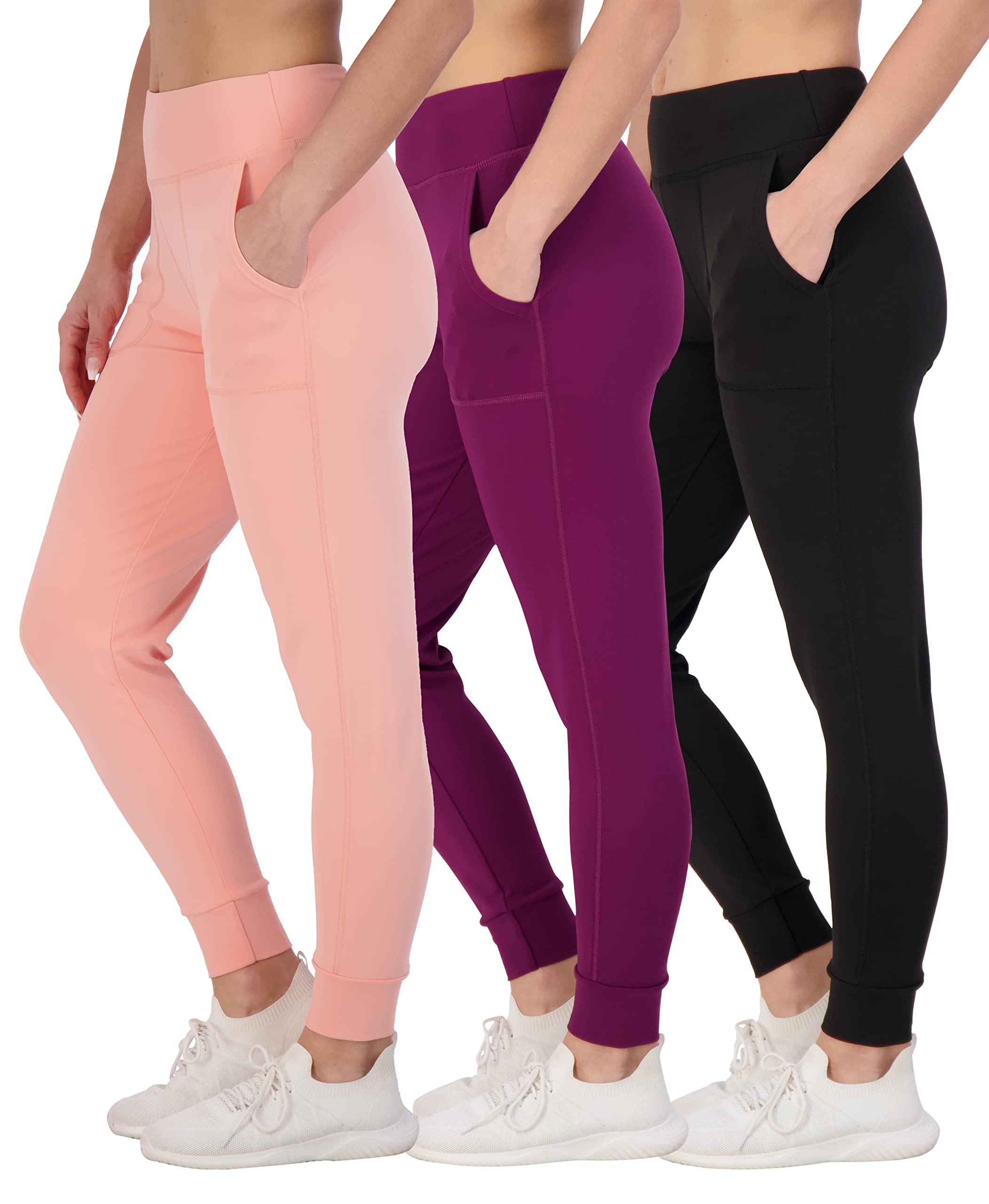 3 Pack: Womens Plus Size Jogger Yoga Pants Women Cuff Workout Joggers ...