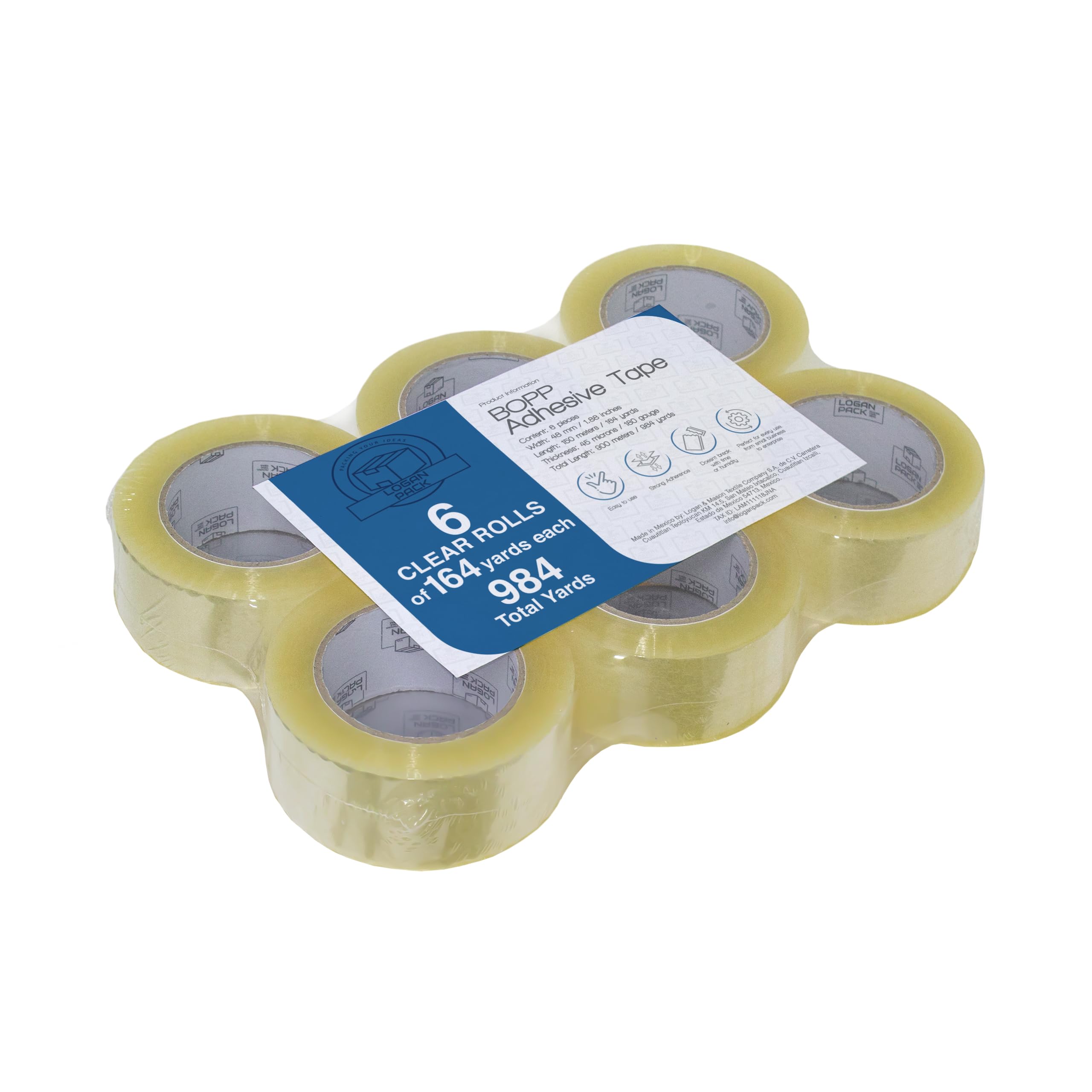 LOGANPACK Heavy Duty Packing Tape 6 Rolls, Total 984Y, Clear Packing ...